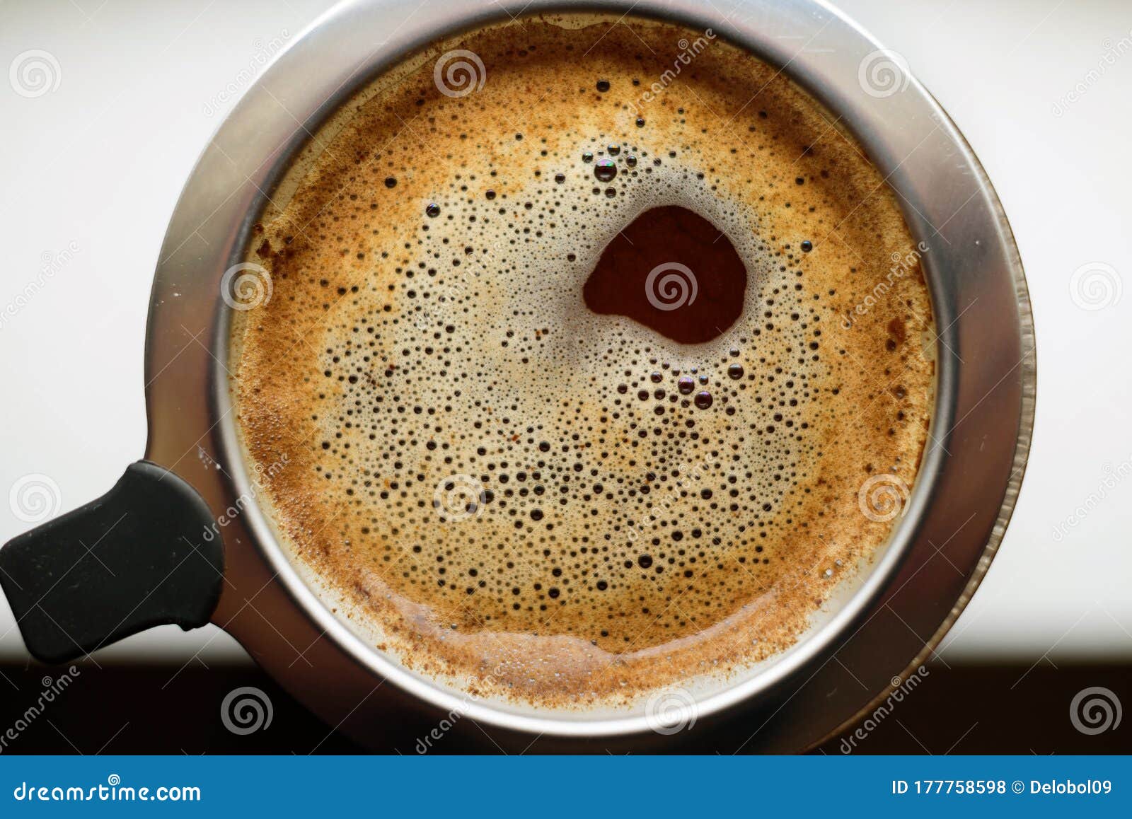 Brewing Coffee in a Metal Filter, Background. Stock Photo - Image of ...