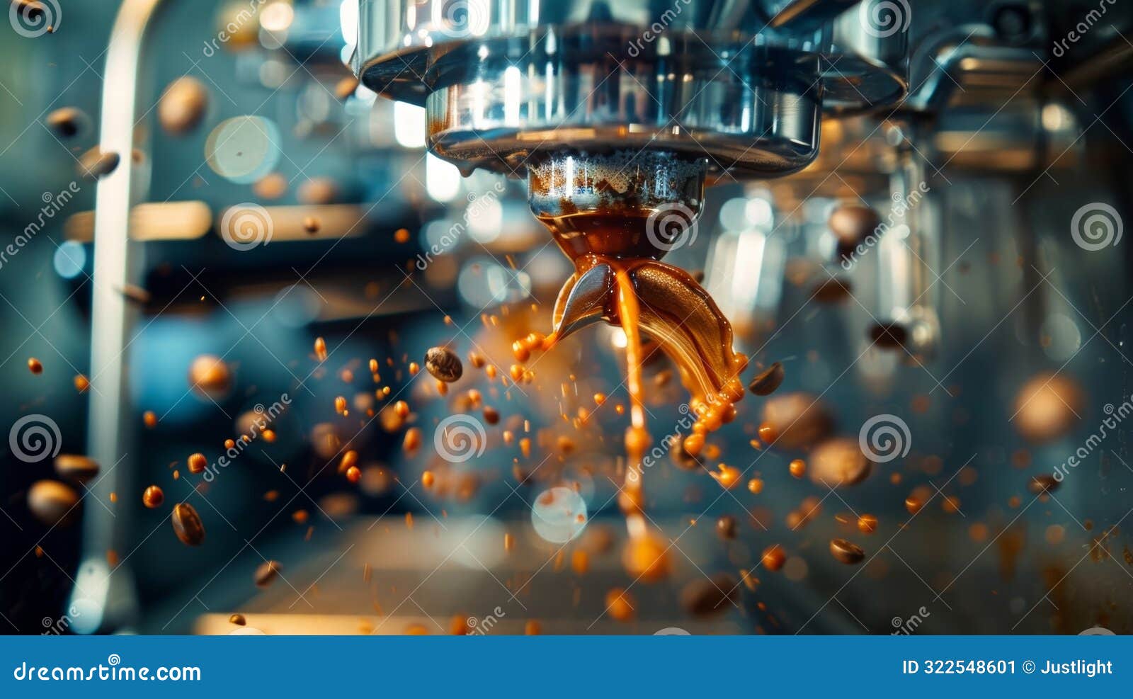 The Brewing Process in Action with Streams of Coffee Flowing through ...