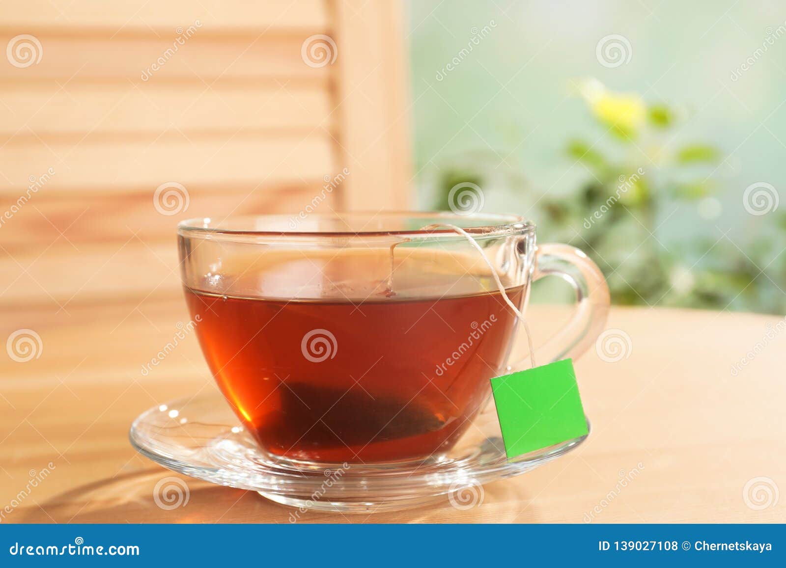 Brewing Tea with Bag in Cup on Table Stock Photo - Image of aromatic ...