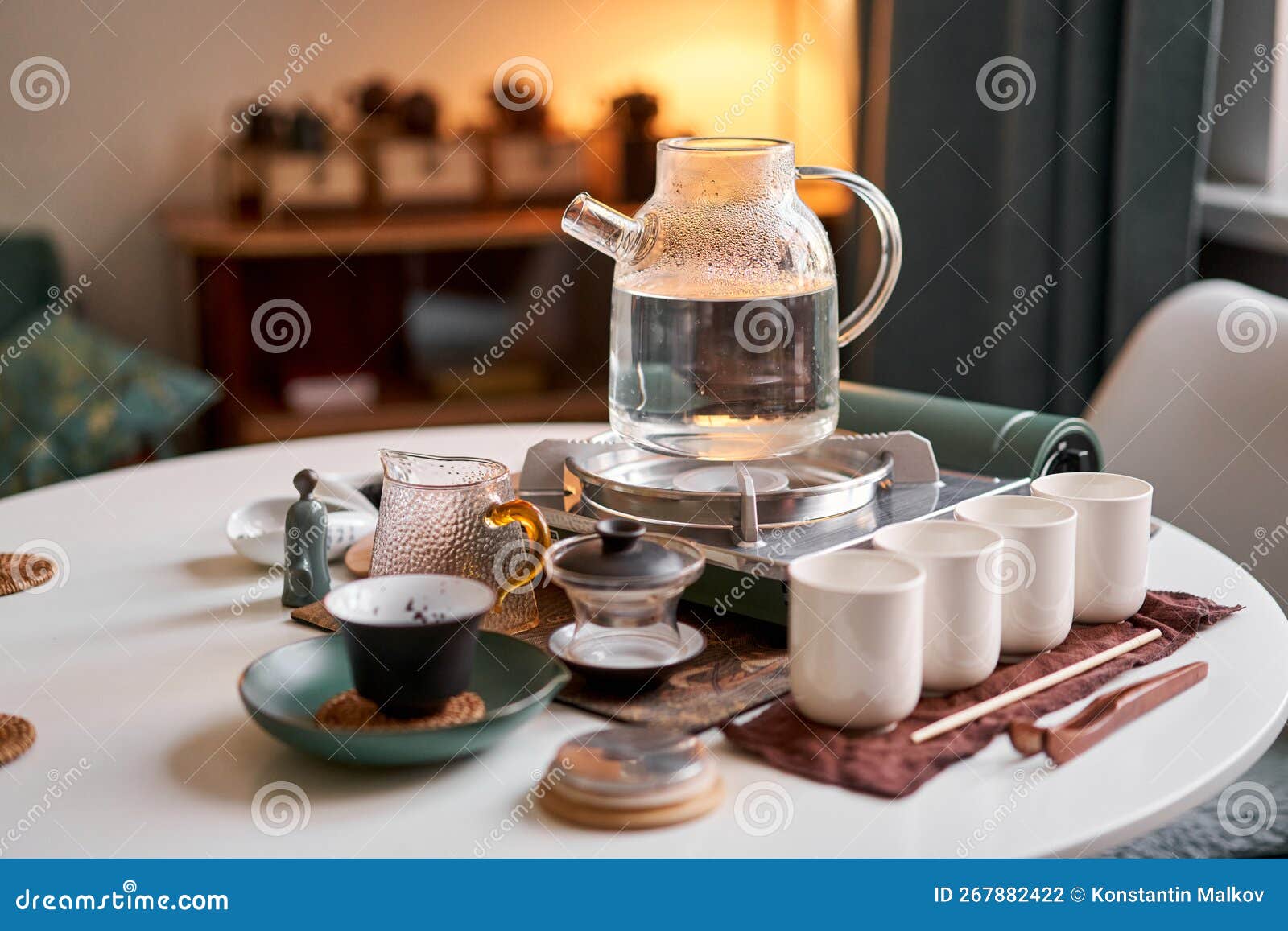 Brewing White Tea in a Transparent Teapot. Everything is Ready for the ...