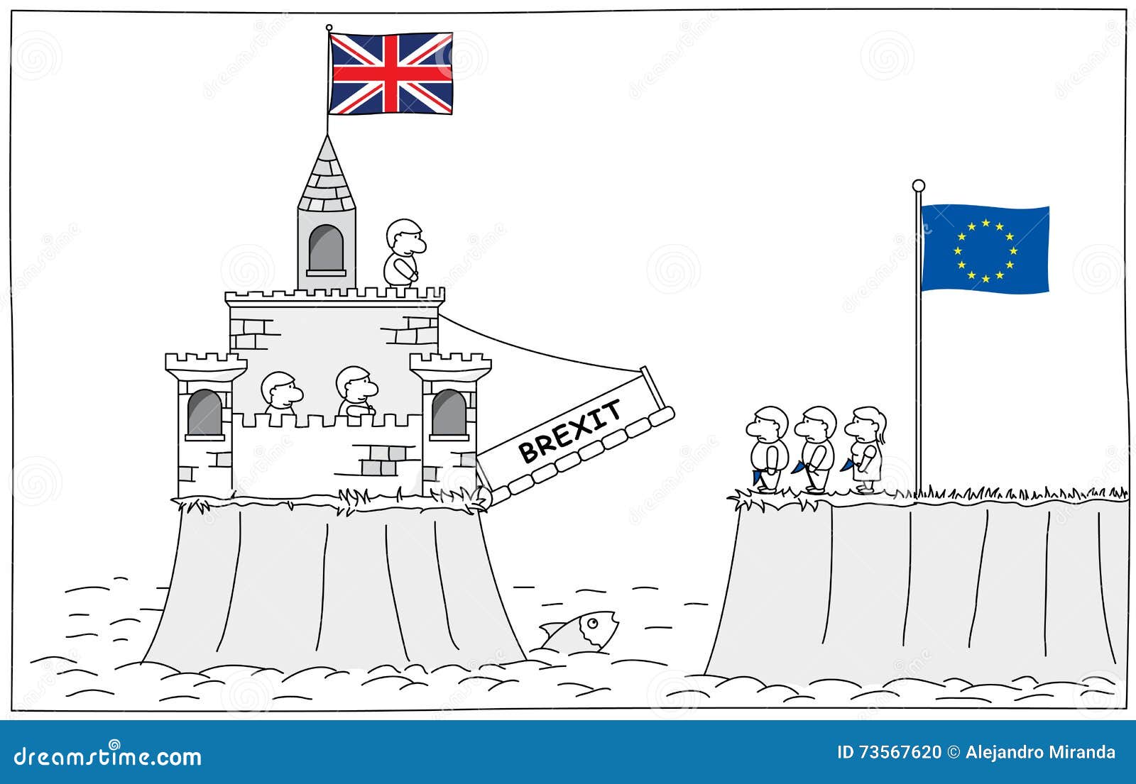 Brexit - Castle with United Kingdom Flag Raising the Drawbridge Stock ...