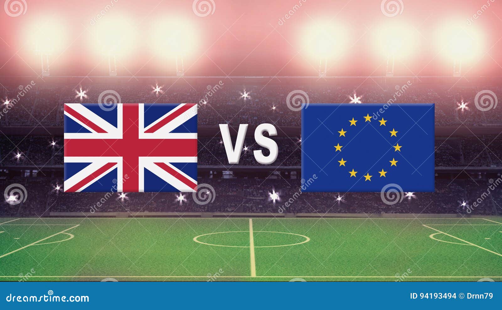 Brexit in a Soccer Game at Night Stock Illustration - Illustration of ...