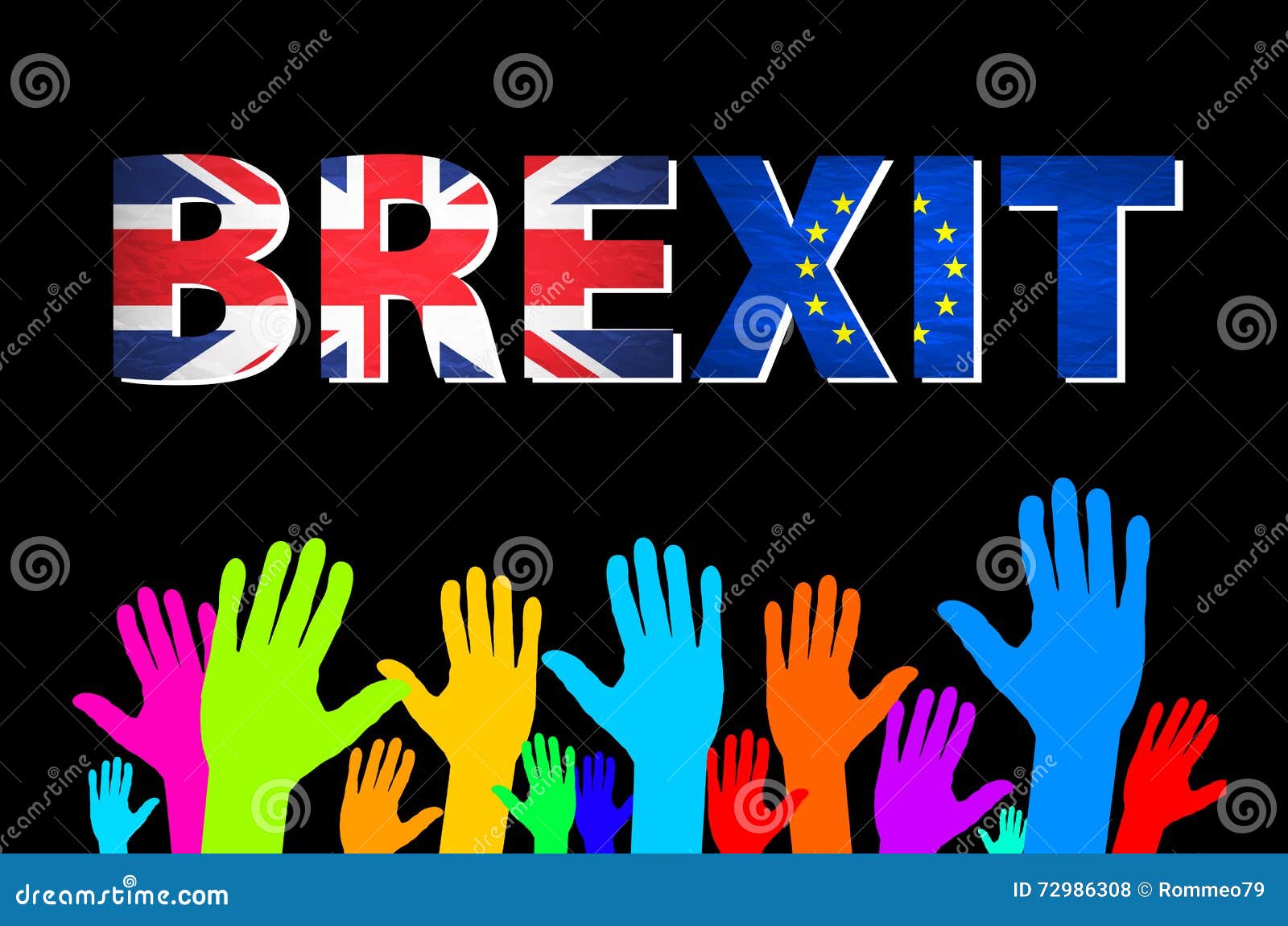 Brexit Text Isolated Vector Colorfull Hand Stock Vector - Illustration ...