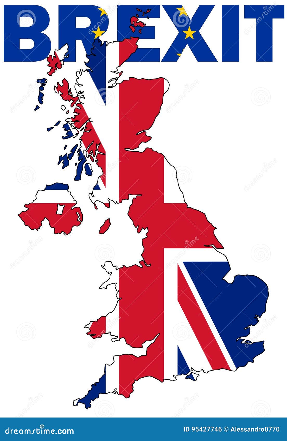 Brexit text with UK map stock illustration. Illustration of national ...