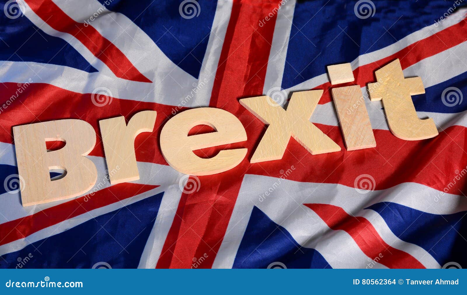 Brexit Word on Great Britain Flag Fabric Stock Photo - Image of concept ...