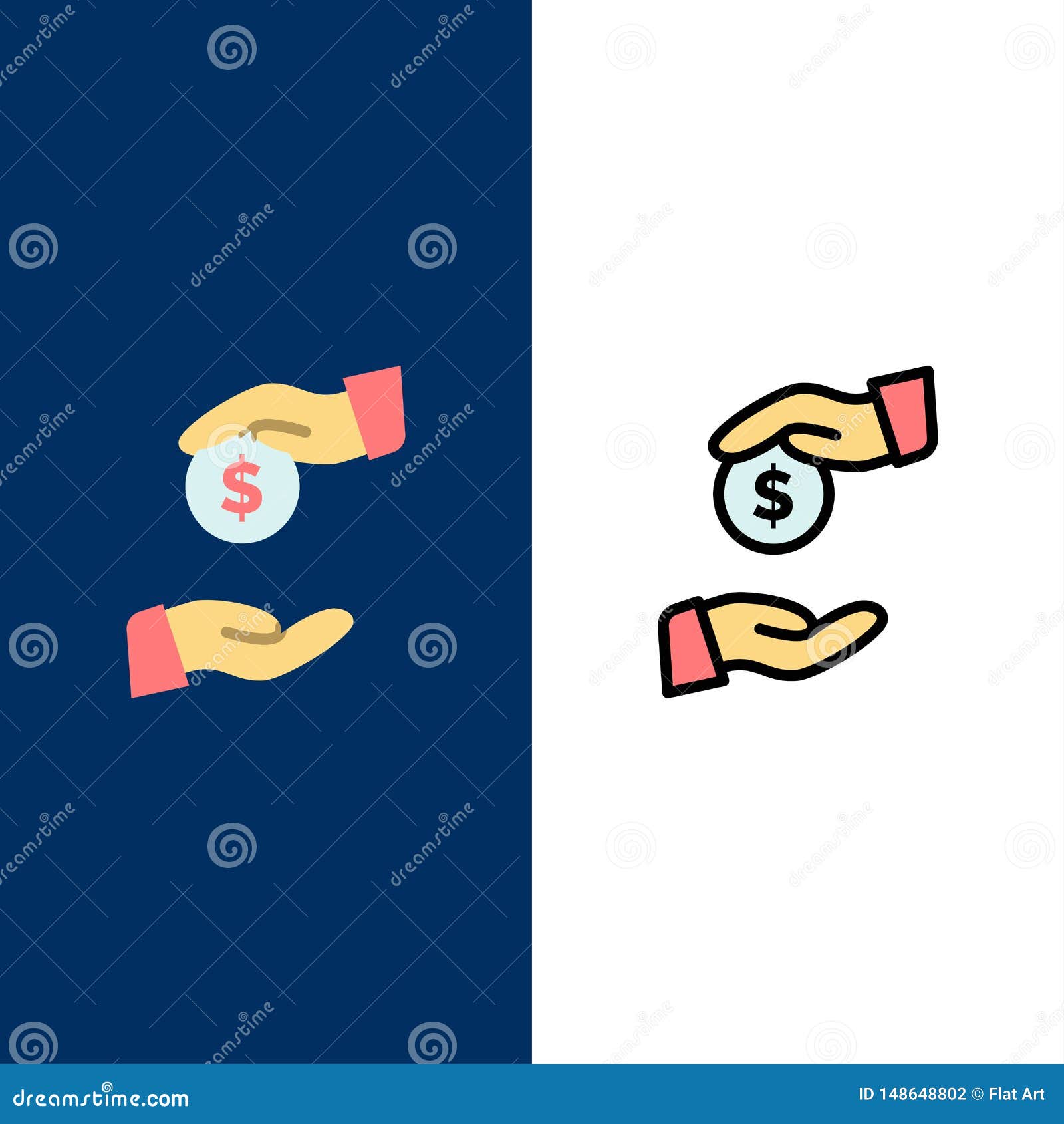 Bribe, Bribery, Bureaucracy, Corrupt Icons. Flat and Line Filled Icon ...