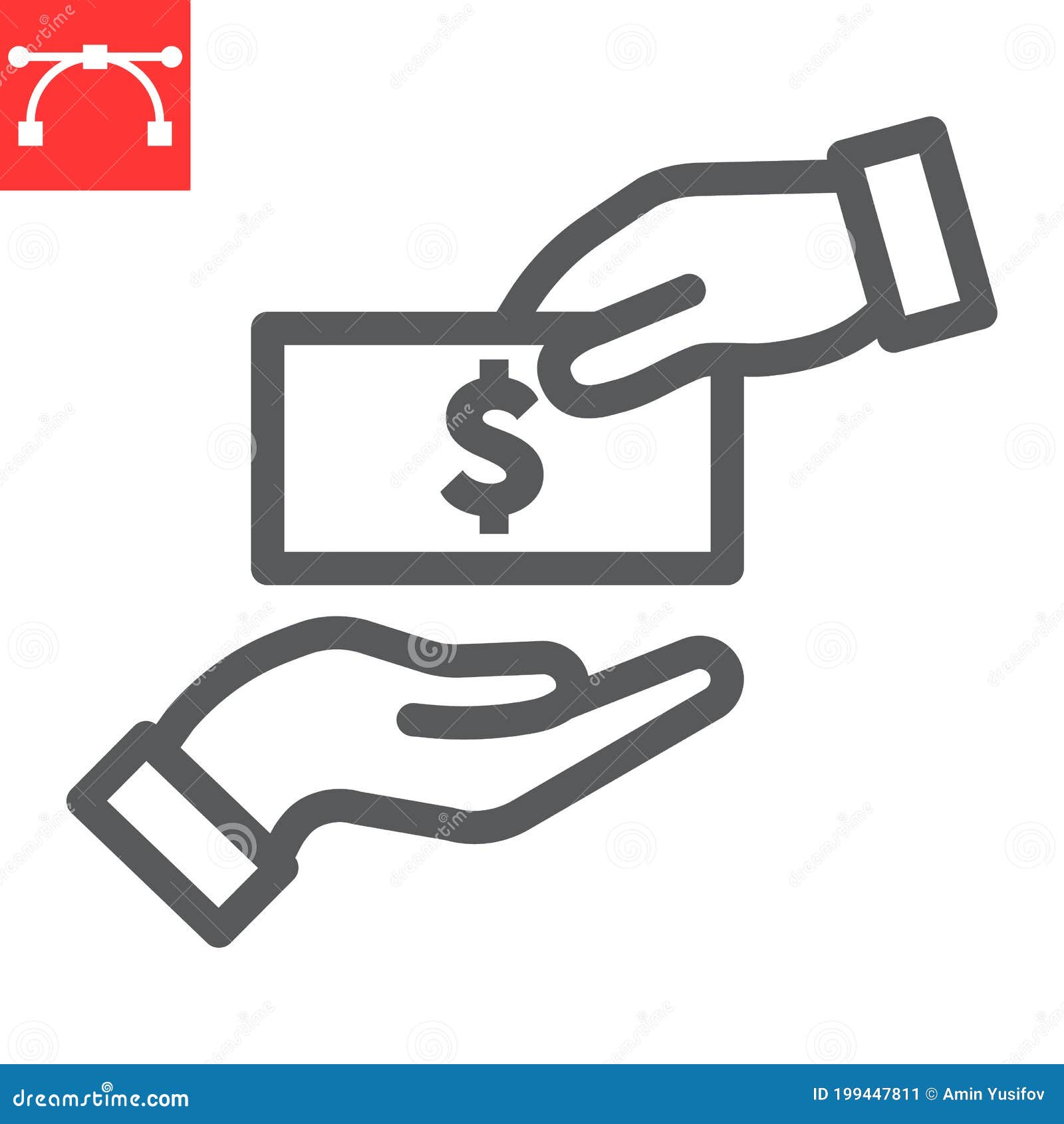 Bribe Line Icon, Election and Corruption, Hand Give Bribery Sign Vector ...