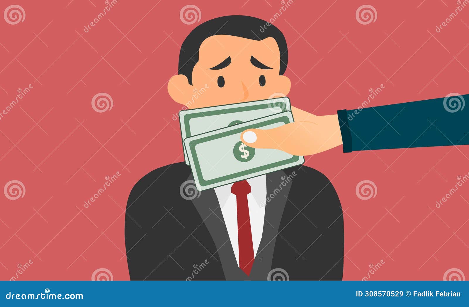 Bribe with Money Concept. a Businessman Bribed with Money Stock Vector ...