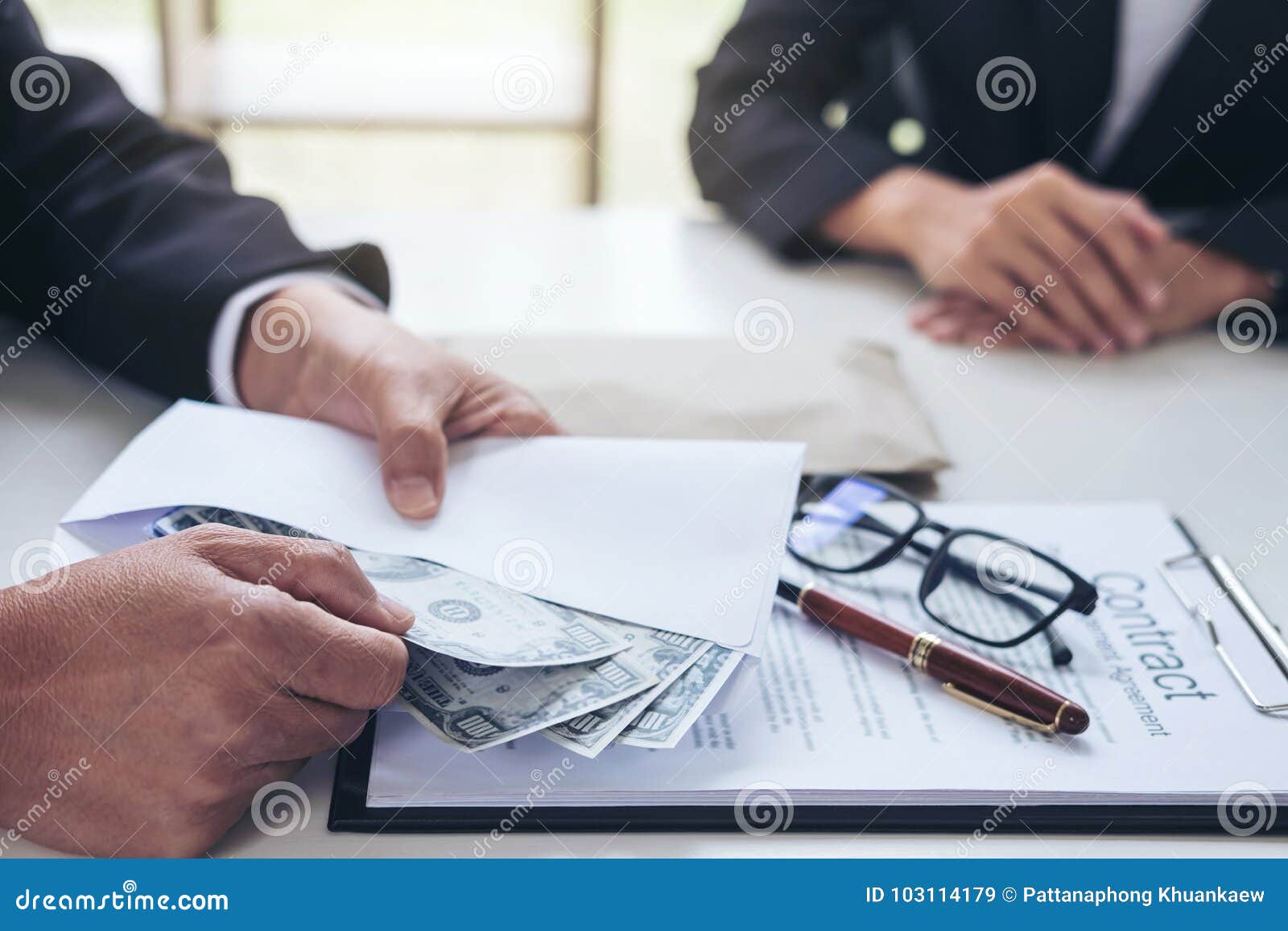 Bribery and Corruption Concept, Bribe in the Form of Dollar Bill Stock ...