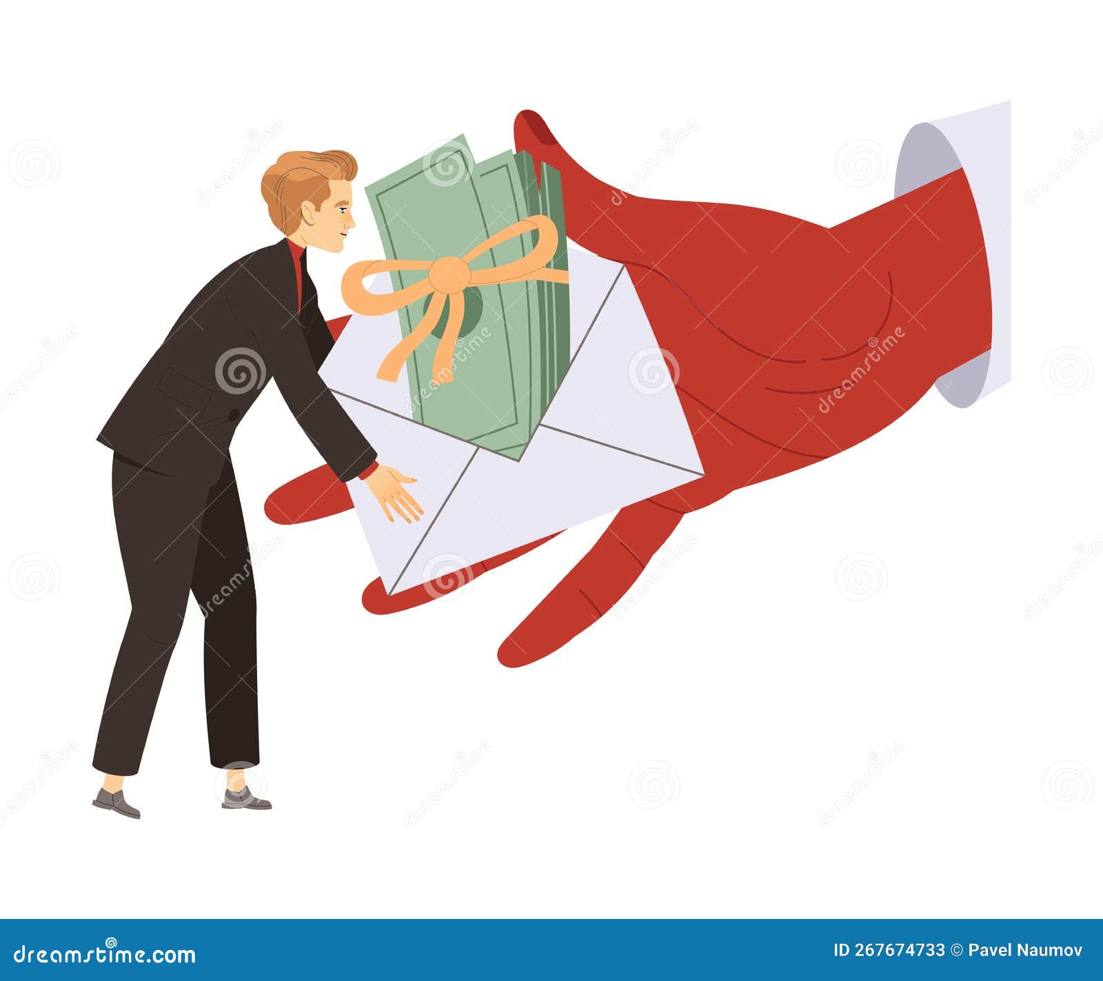 Bribery and Corruption with Man Character Taking Money in Envelope ...