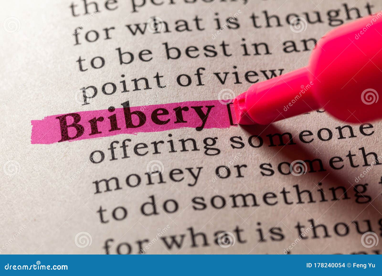 Definition of the Word Bribery Stock Photo - Image of highlighter, word ...