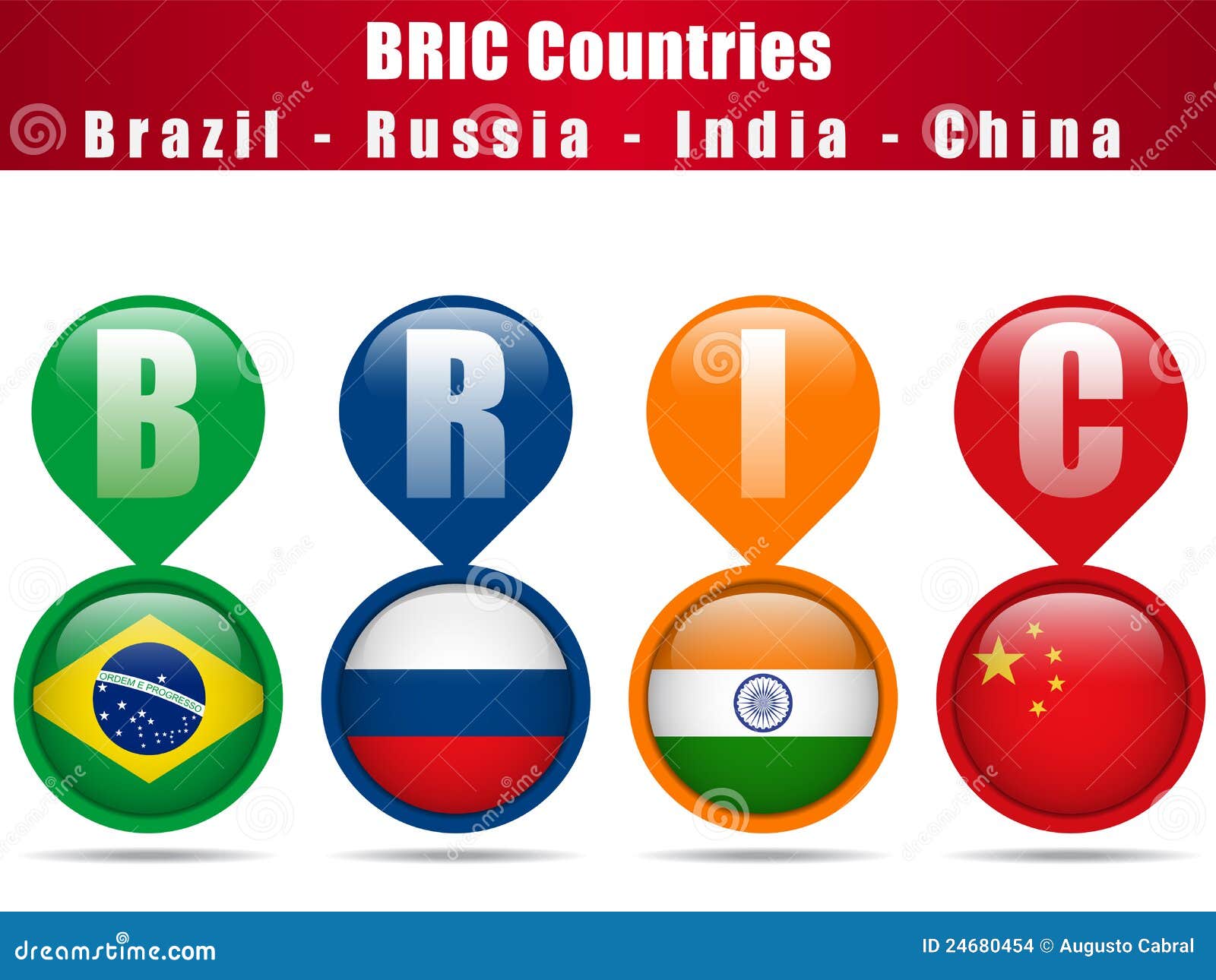 BRIC Countries Buttons Stock Images - Image: 24680454