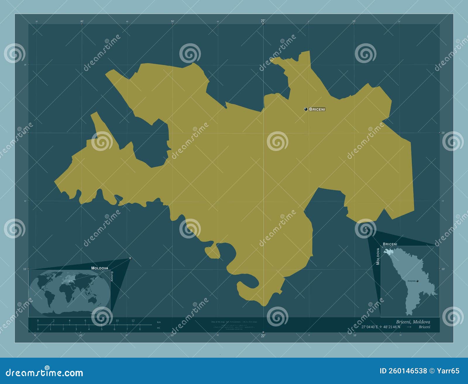 Briceni, Moldova. Solid. Labelled Points of Cities Stock Illustration ...