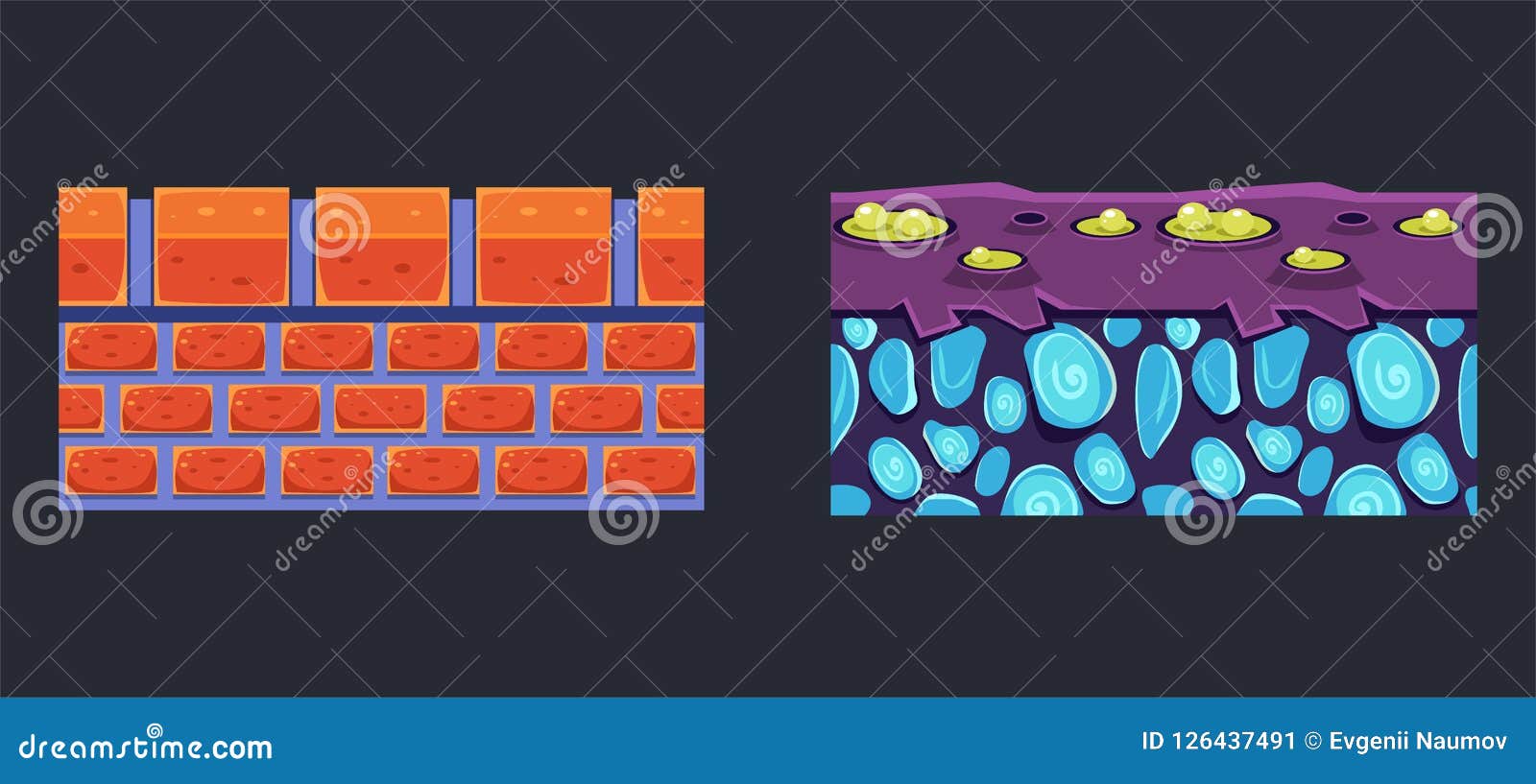 Brick And Alien Land Surface, Seamless Ground Textures, Game User ...