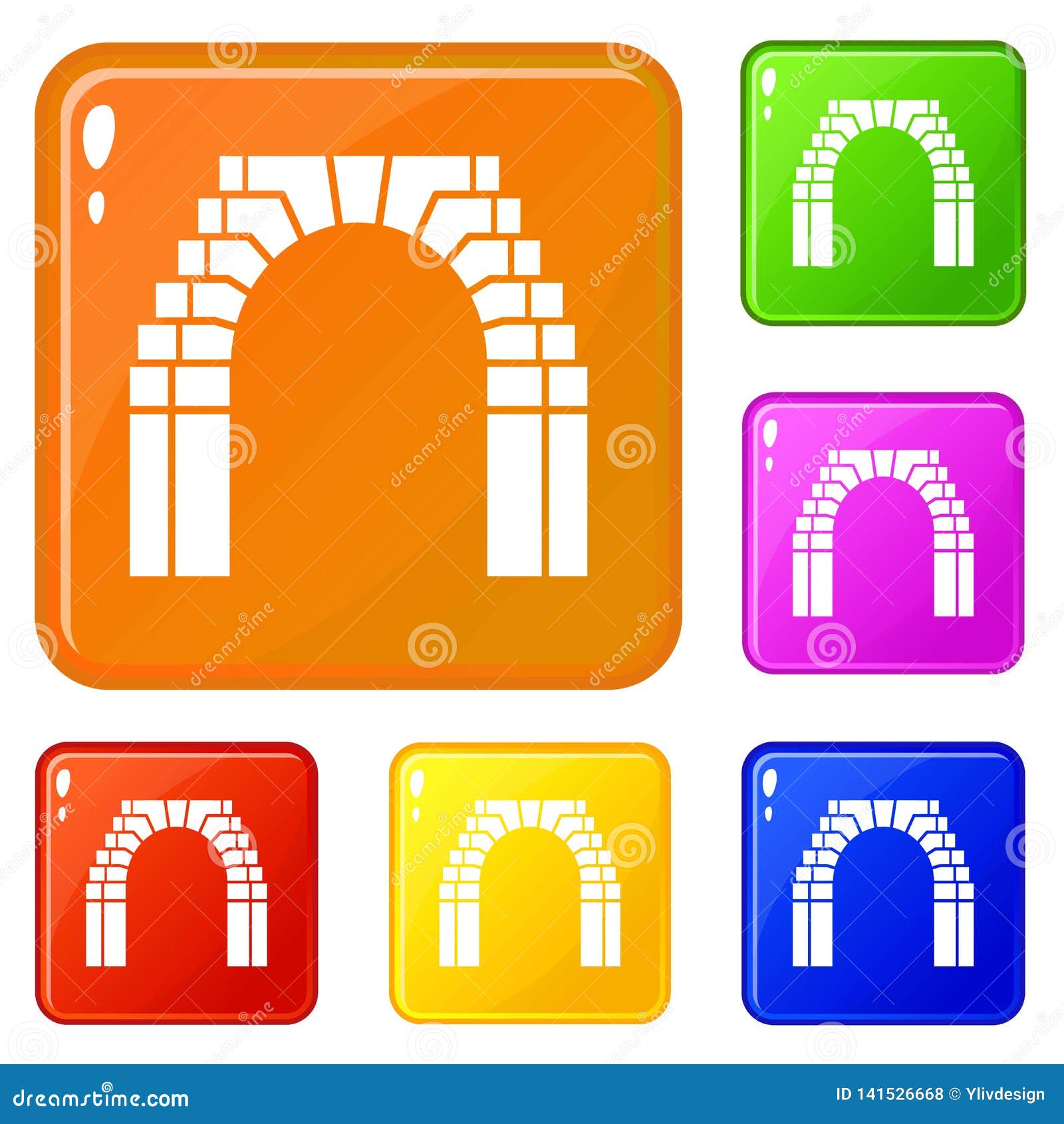 Brick Arch Icons Set Vector Color Stock Vector - Illustration of ...