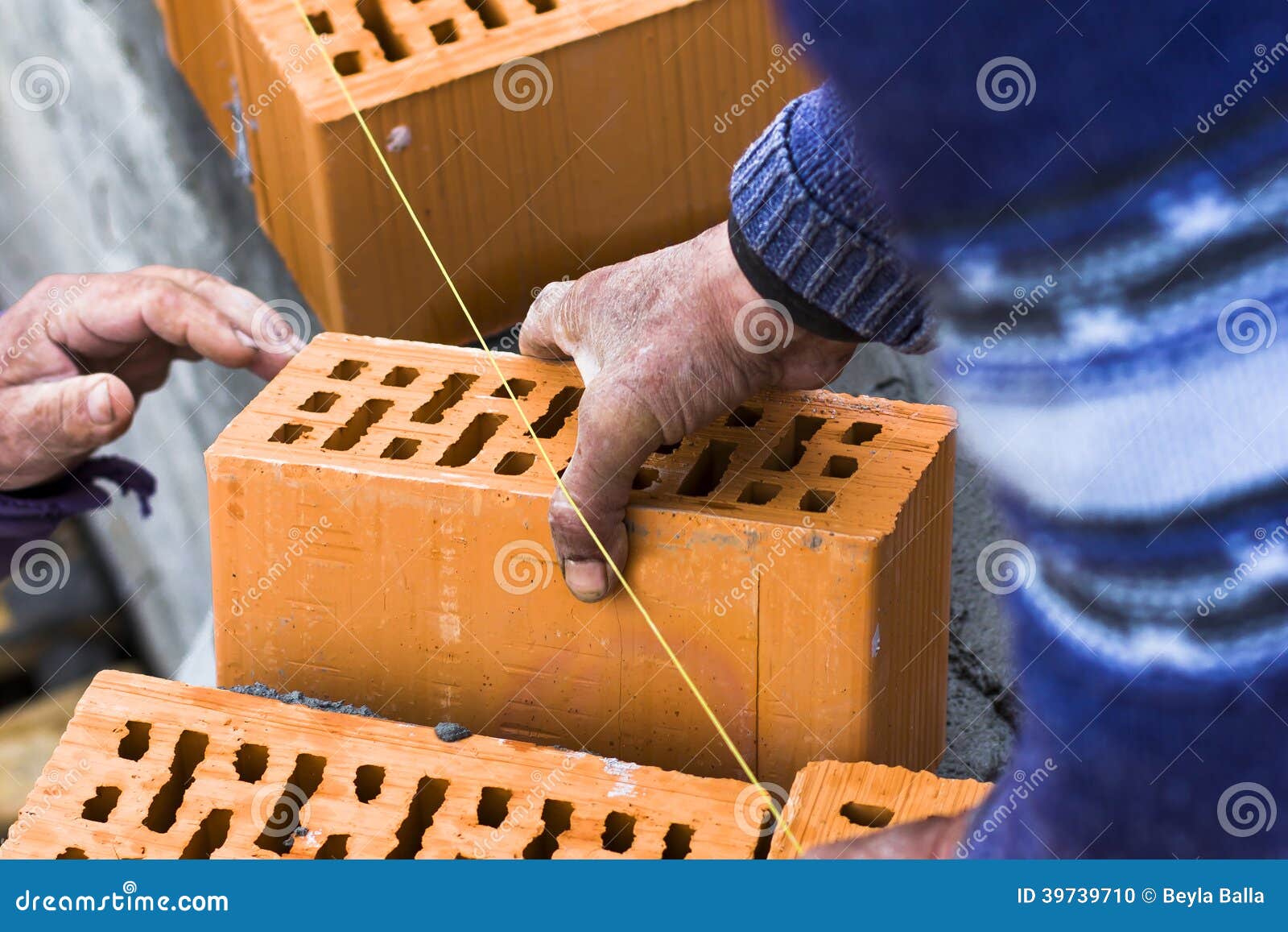 Brick2 stock photo. Image of house, work, hands, yellow - 39739710