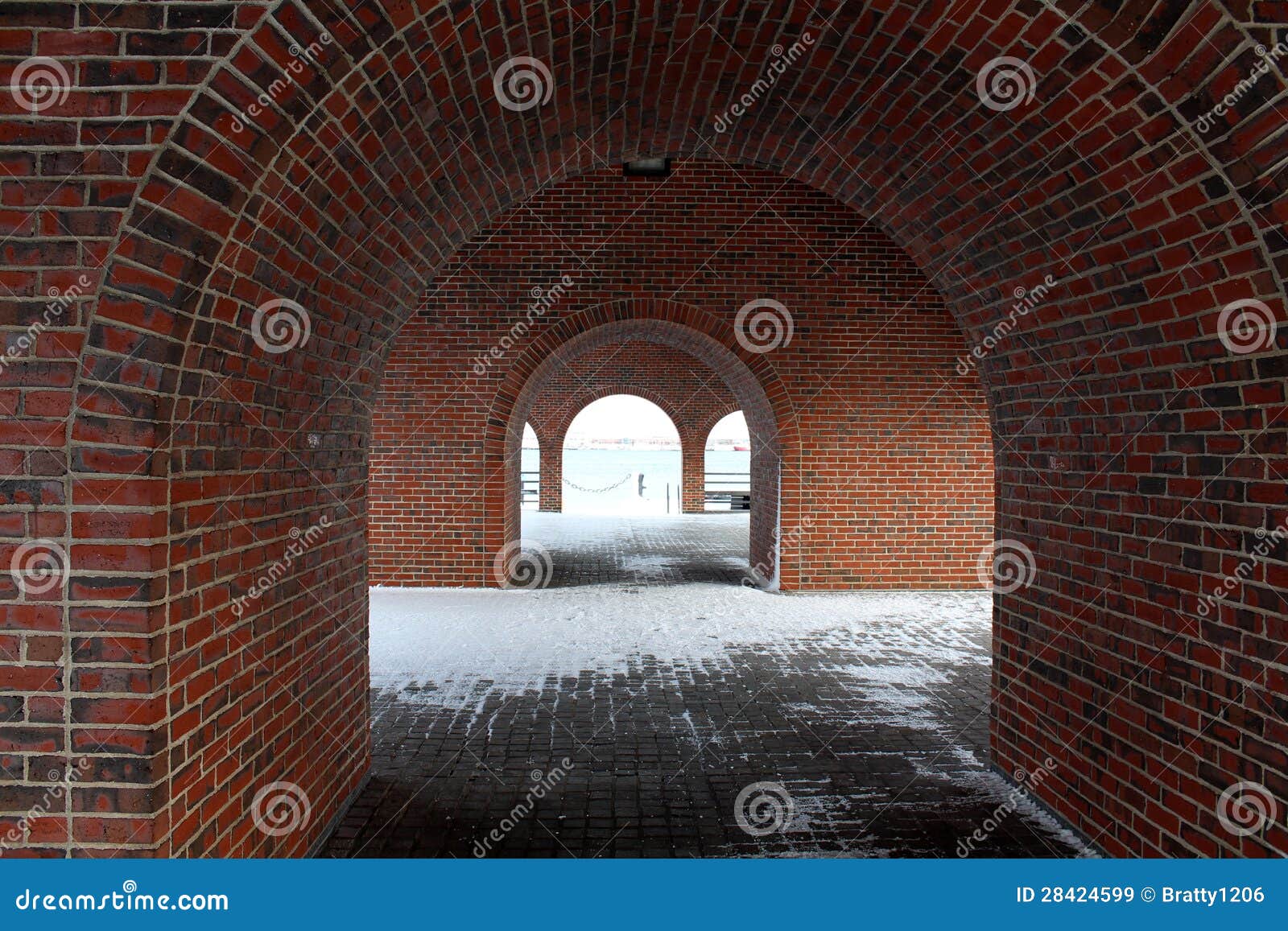 Brick Archways with a View of the Sea Stock Image - Image of exterior ...