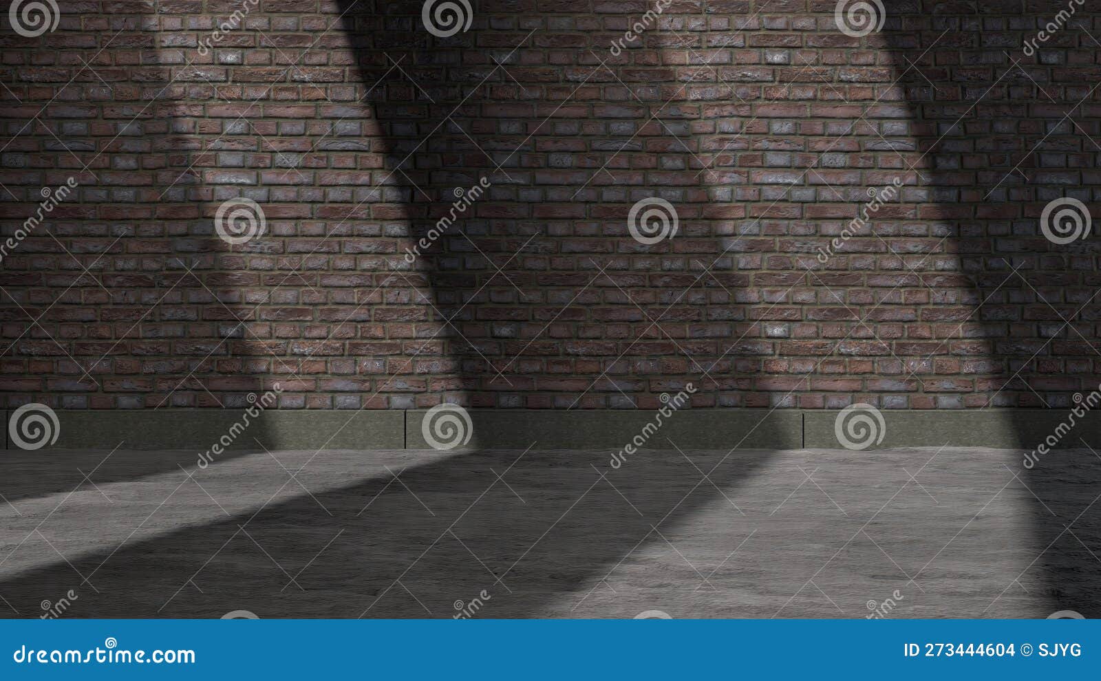 Brick and Asphalt Great Red Wall with 3 Diagonal Shadows Clean Empty ...