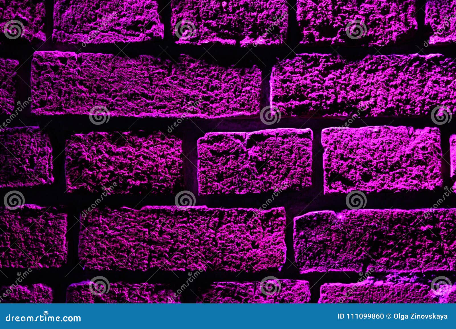 Brick Background Illuminated by Neon Light Stock Photo - Image of wall ...