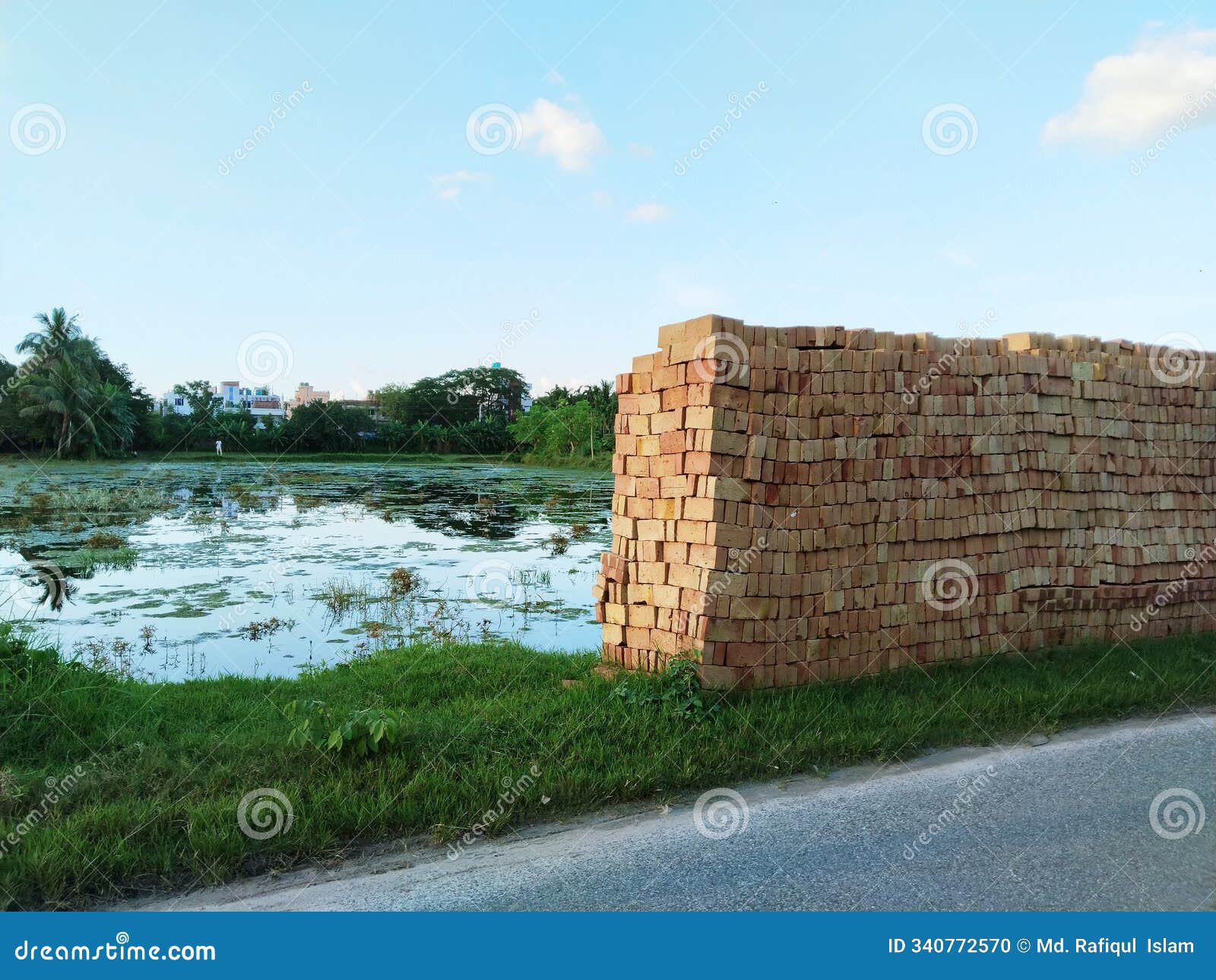 Brick Background Wallpaper Brick Piled Up on Lake Stock Photo - Image ...