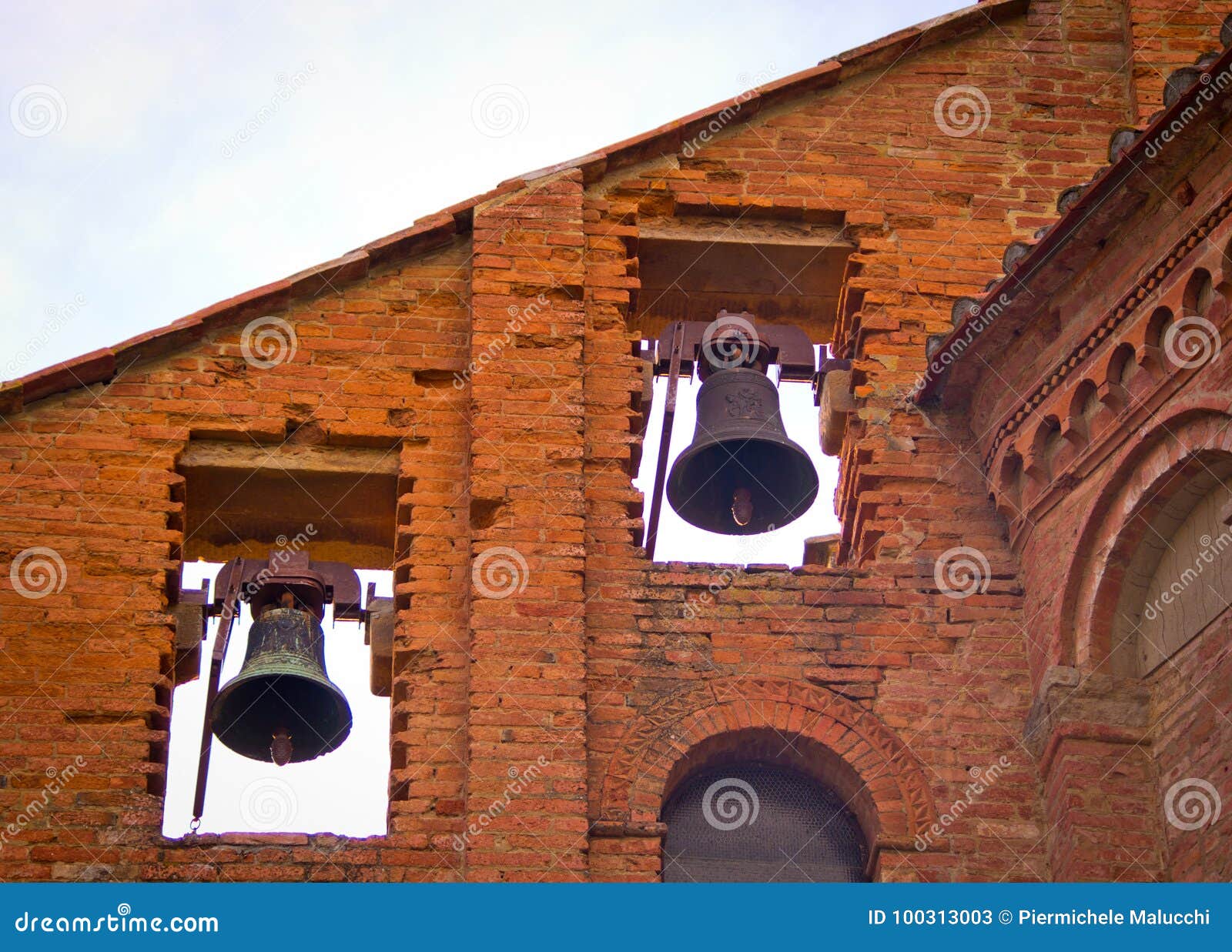 Brick bell tower stock image. Image of monastery, gradiste - 100313003