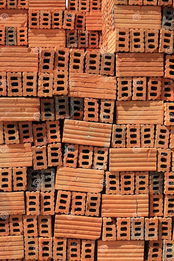 Brick Block Building Material in Construction Site Stock Photo - Image ...