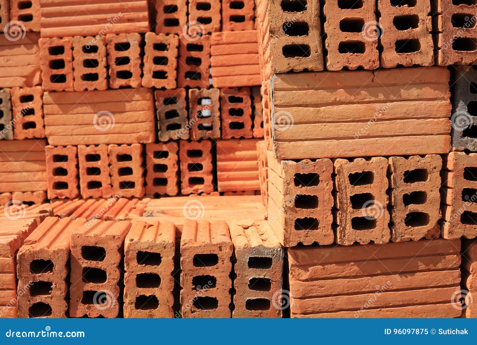 Brick Block Building Material in Construction Site Stock Image - Image ...