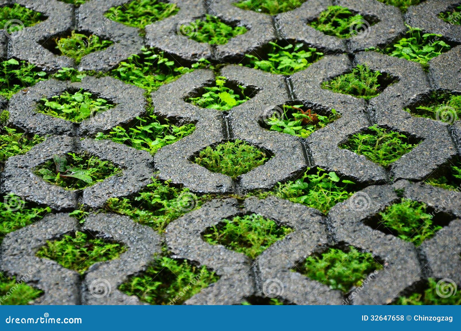 Brick block with grass. stock photo. Image of city, ground - 32647658