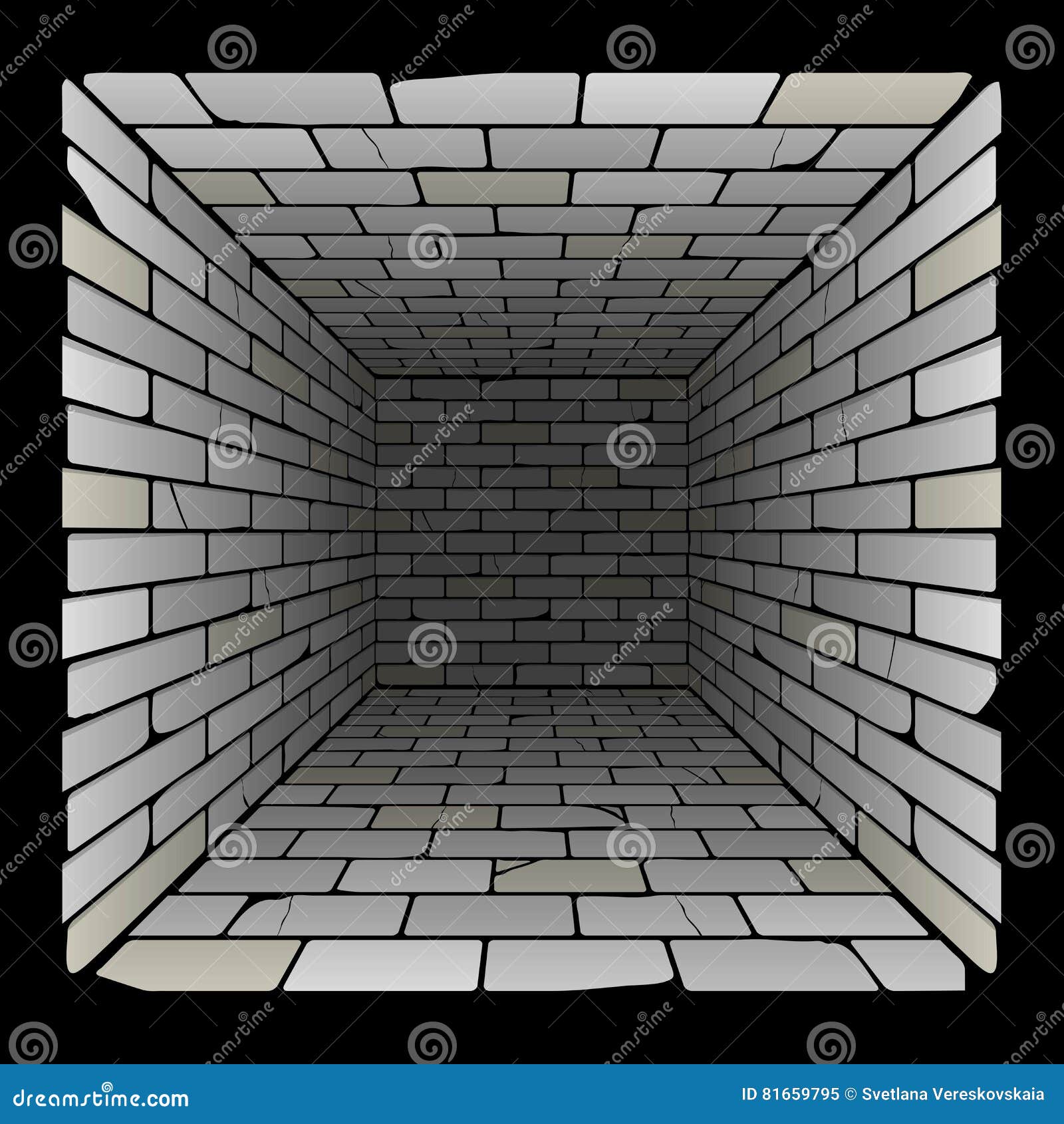 Brick Box in Perspective. 3d Room Stock Vector - Illustration of ...