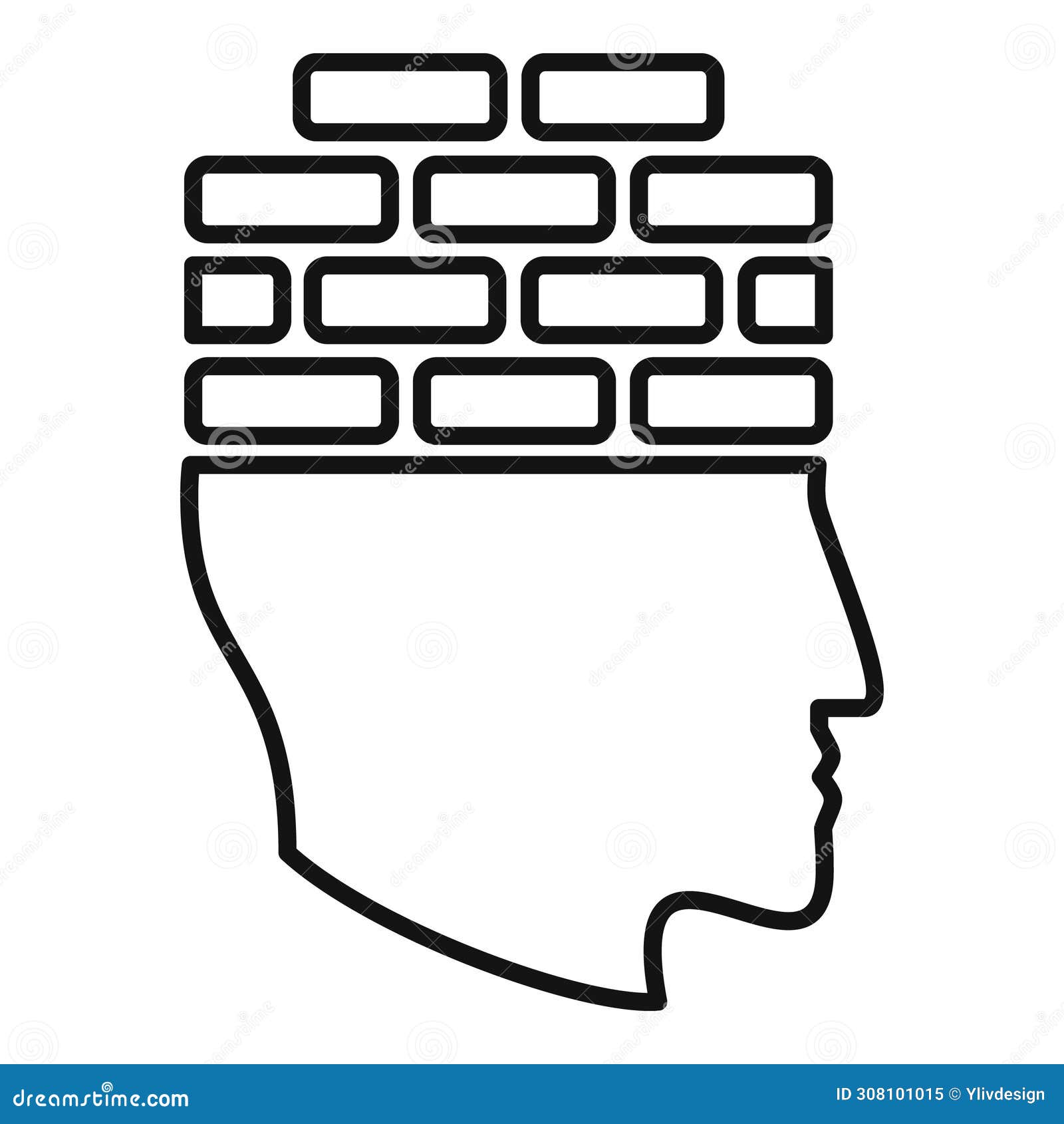 Brick Brain Memory Icon Outline Vector. Power Education Stock ...