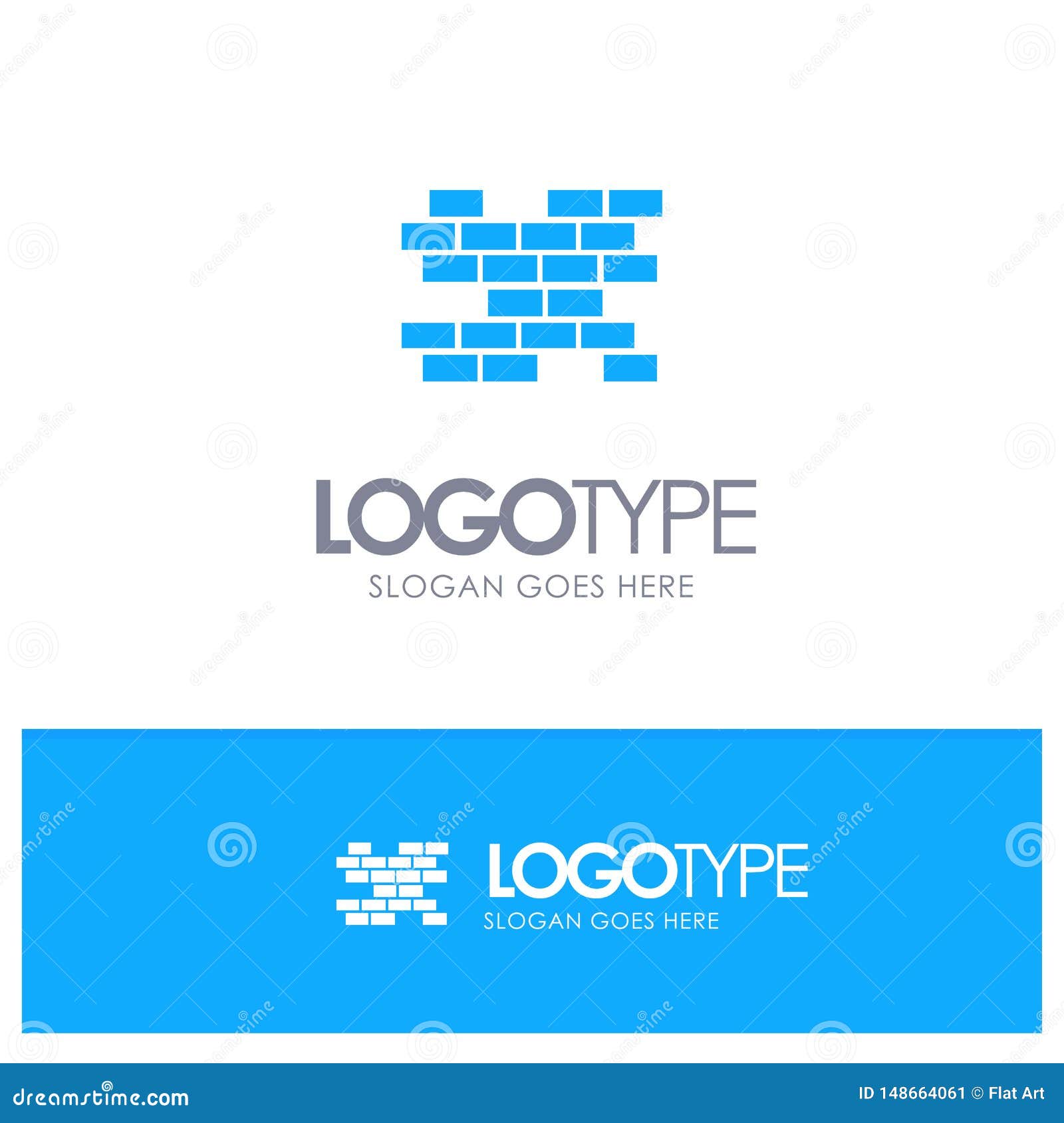Brick, Bricks, Wall Blue Solid Logo with Place for Tagline Stock Vector ...