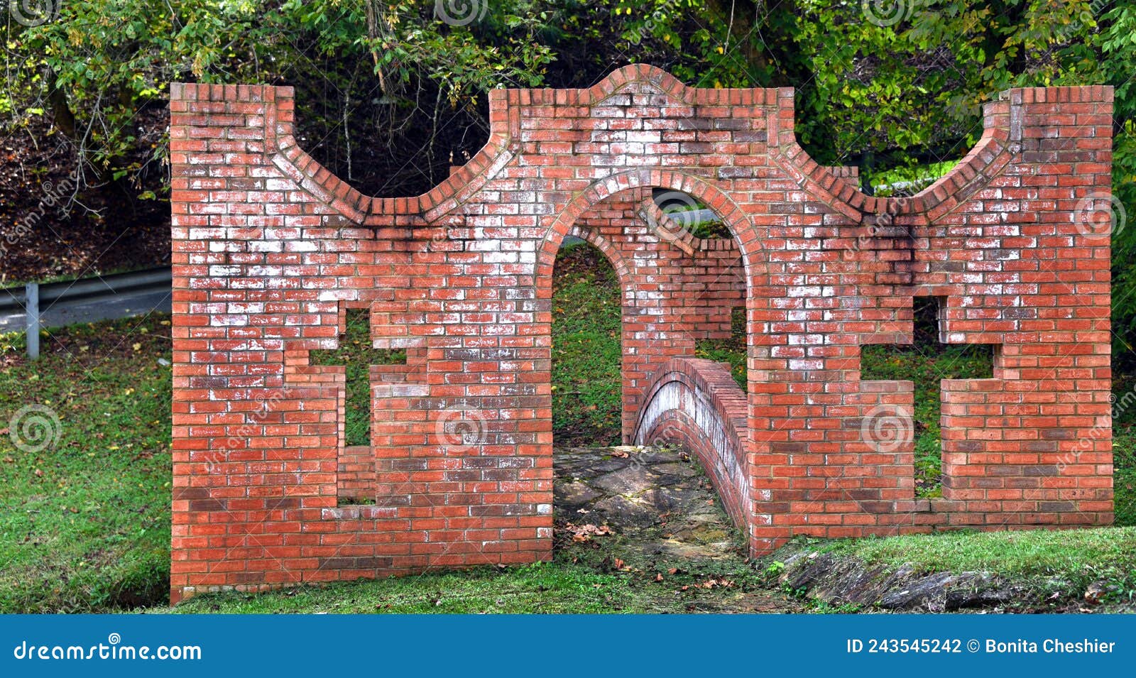 Brick Castle Bridge with Crosses Stock Photo - Image of architecture ...