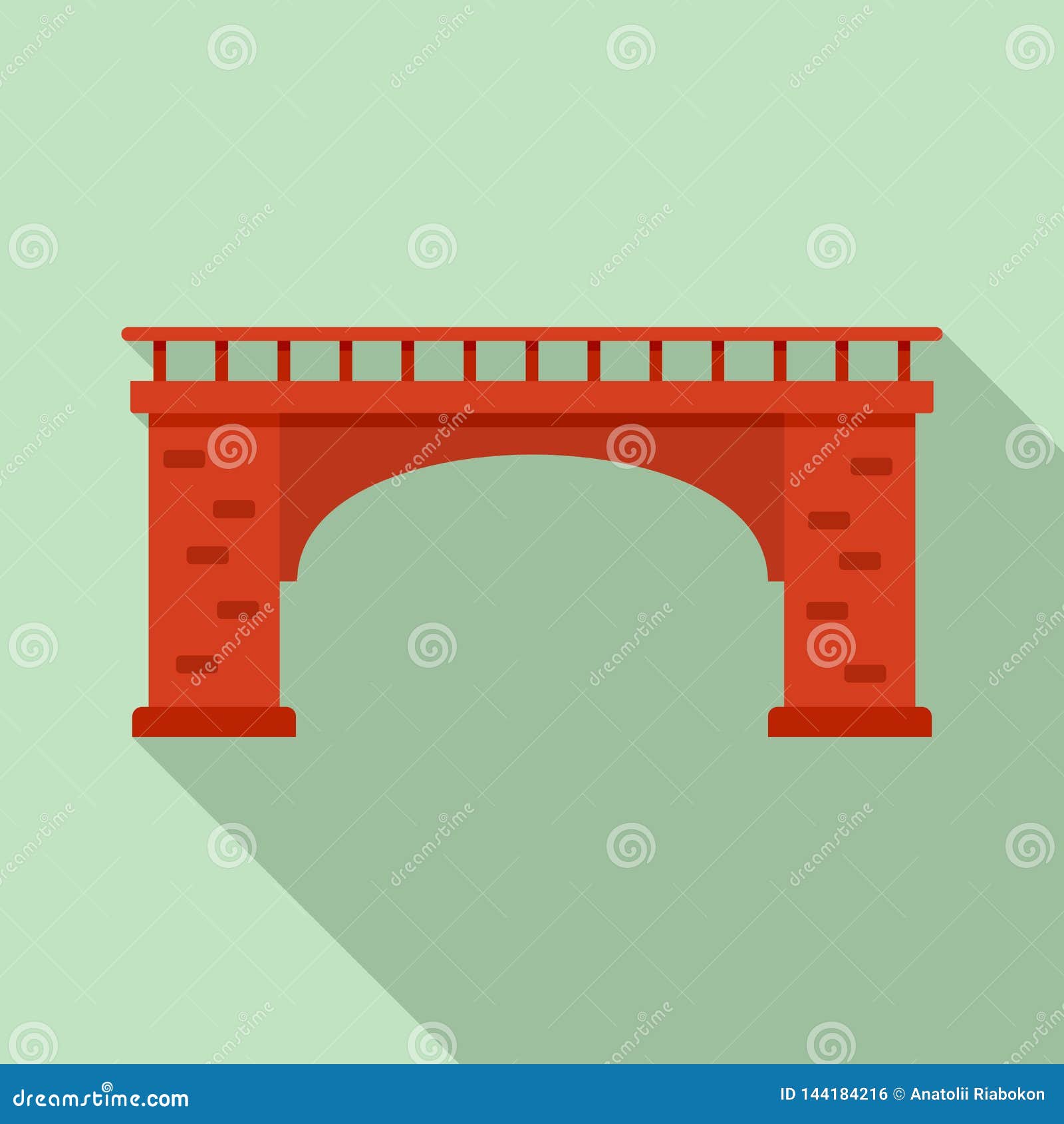 Brick Bridge Icon, Flat Style Stock Vector - Illustration of castle ...