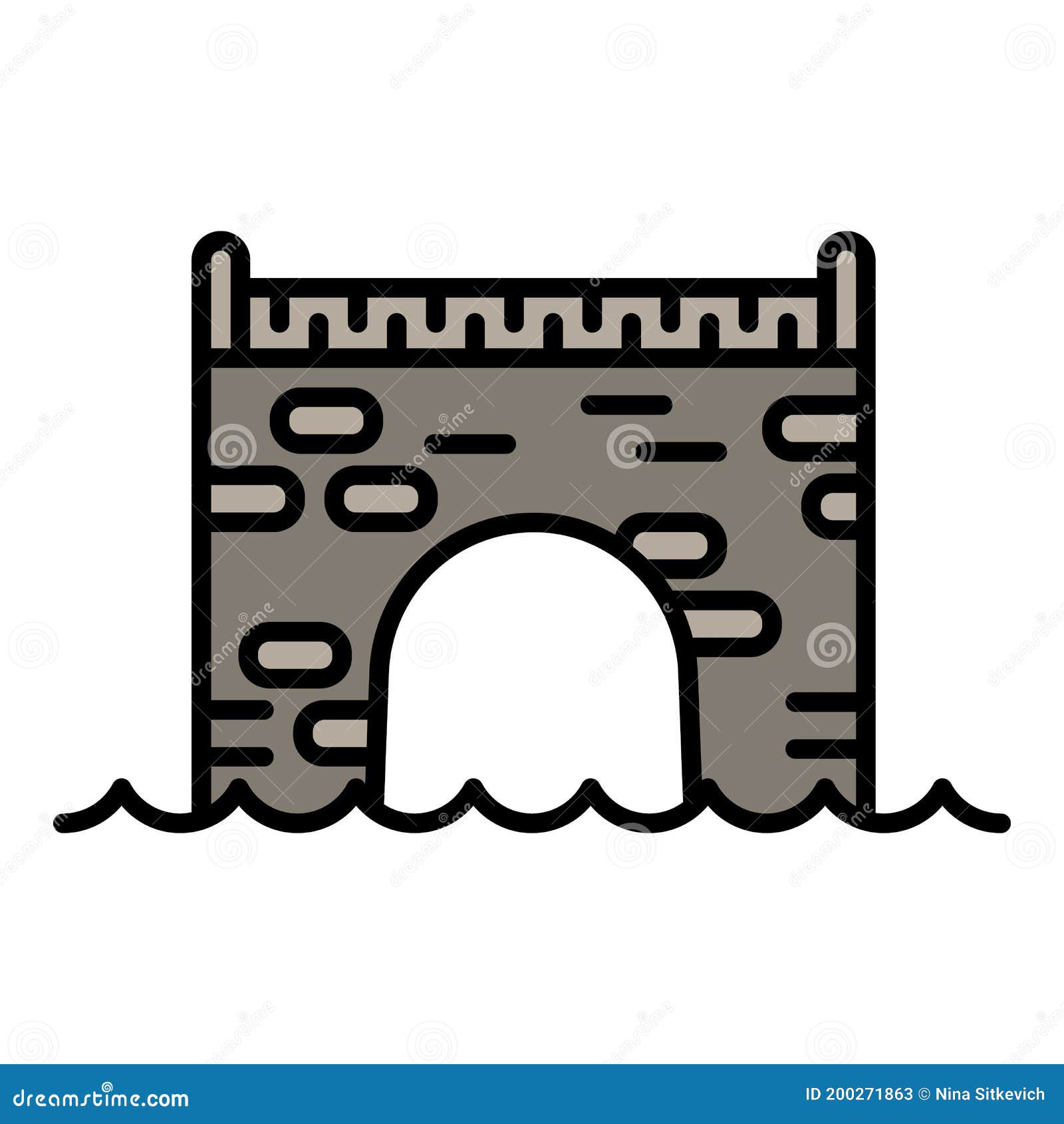 Brick Bridge Icon, Outline Style Stock Vector - Illustration of icon ...