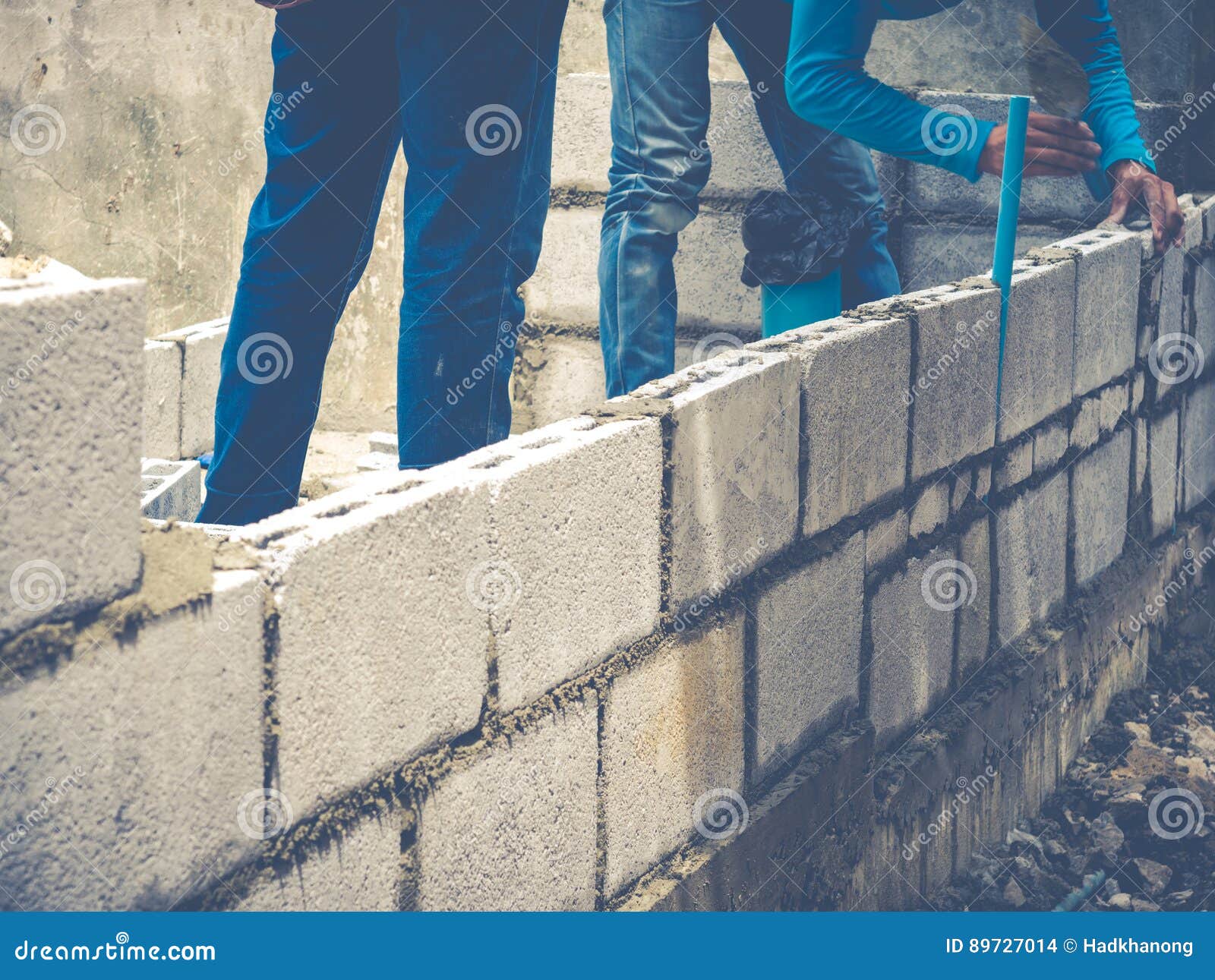 Brick Builders are Building Walls Stock Photo - Image of build, hand ...