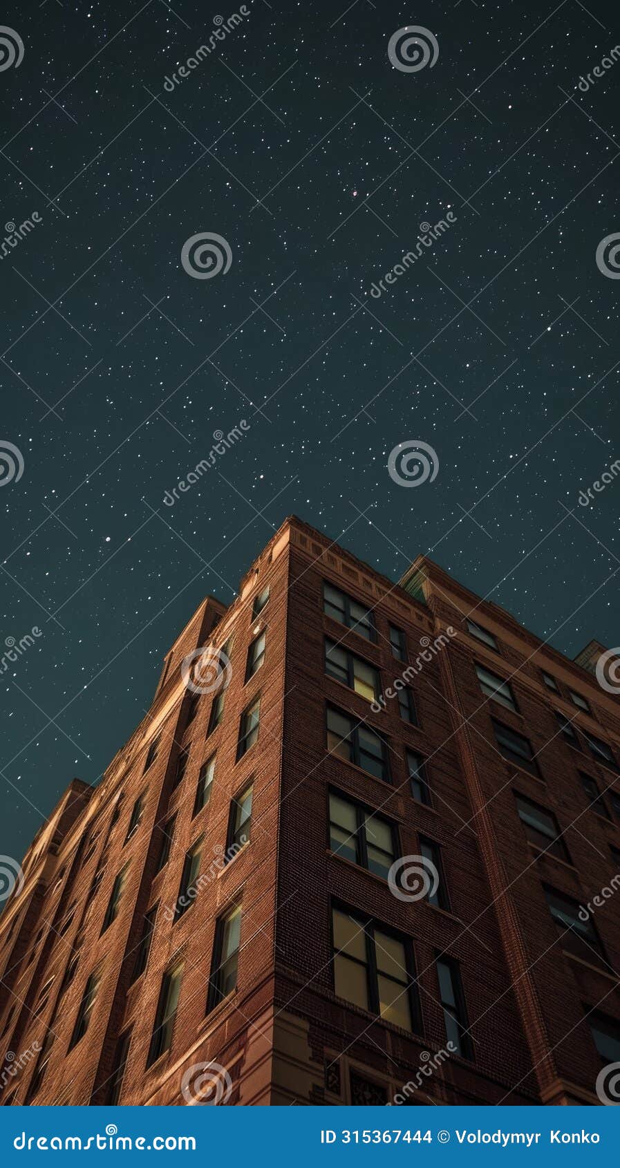Brick Building Against a Starry Night Sky Stock Photo - Image of ...