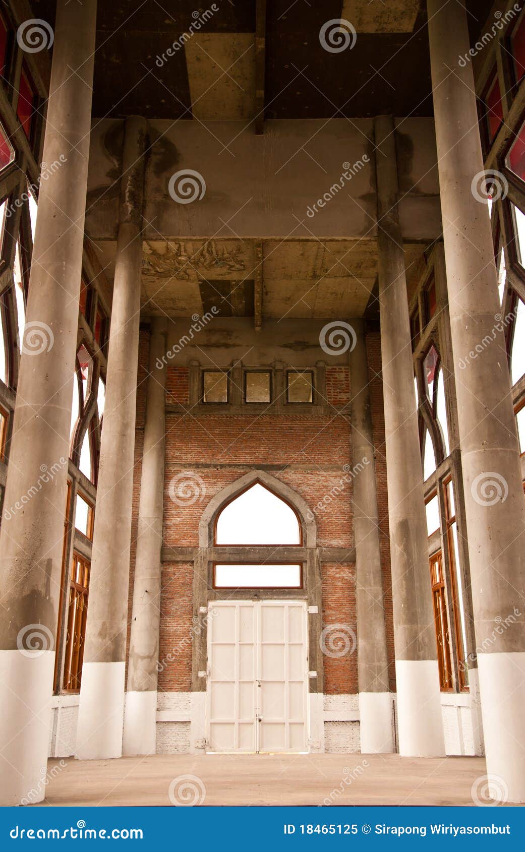 Brick Building with Arch Gate Stock Image - Image of rustic, concrete ...