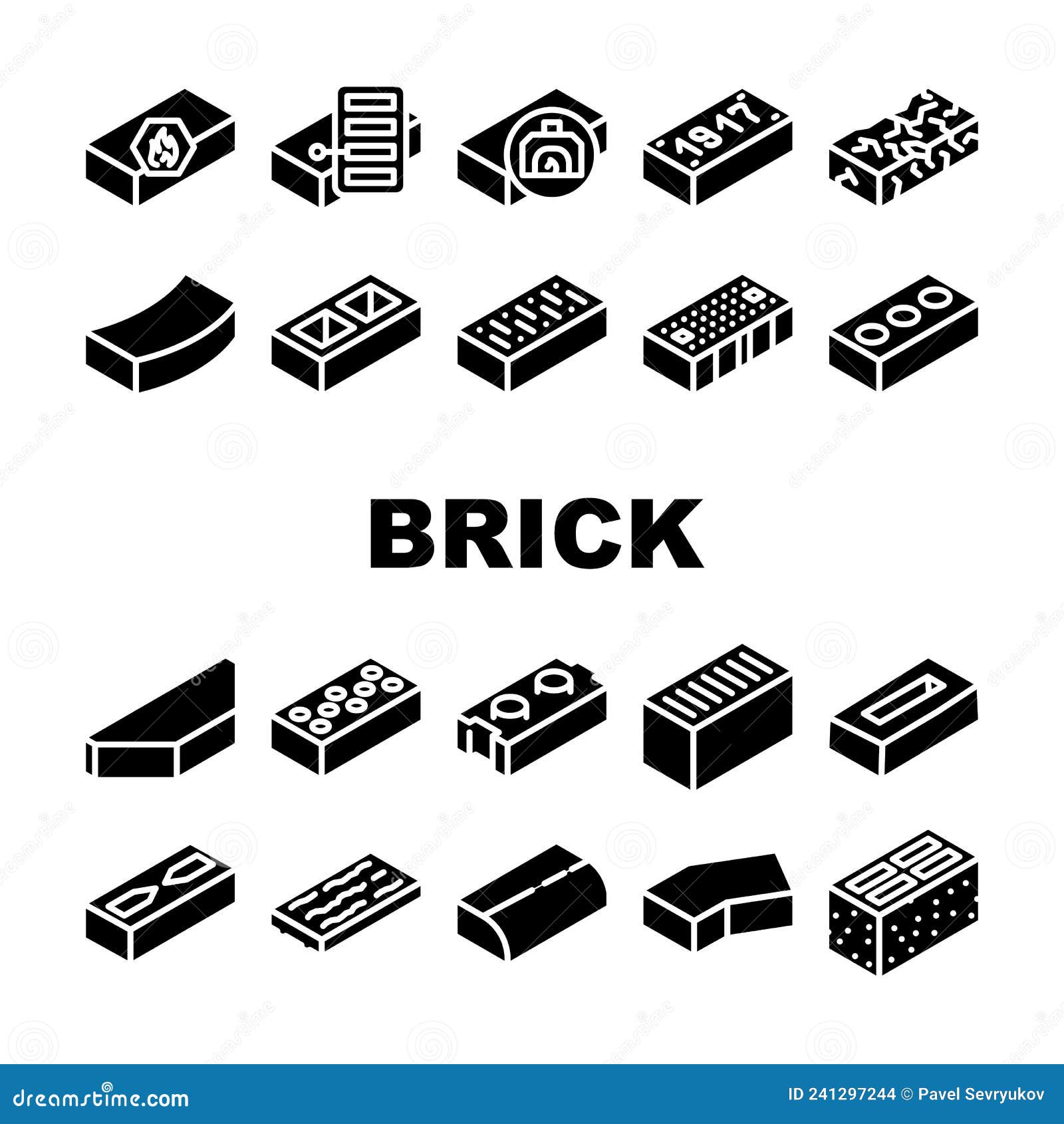 Brick for Building Construction Icons Set Vector Stock Vector ...