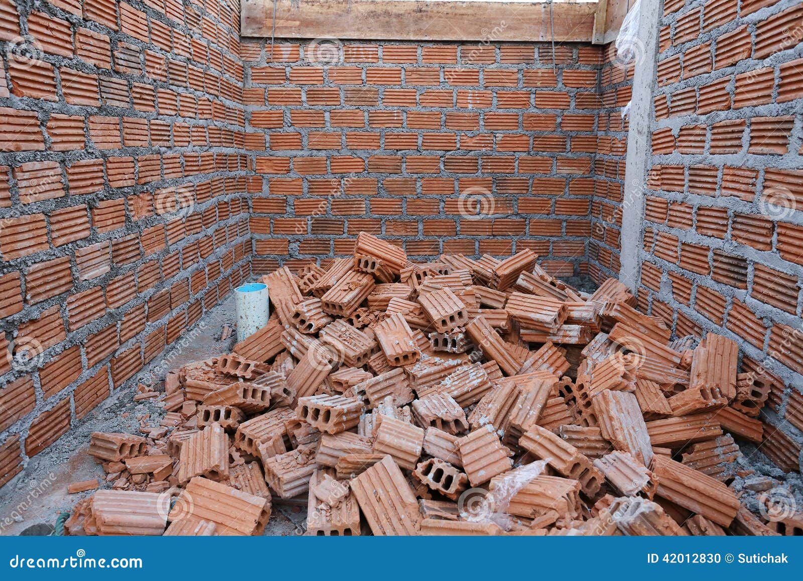 Brick of Building Construction Site Stock Photo - Image of housing ...