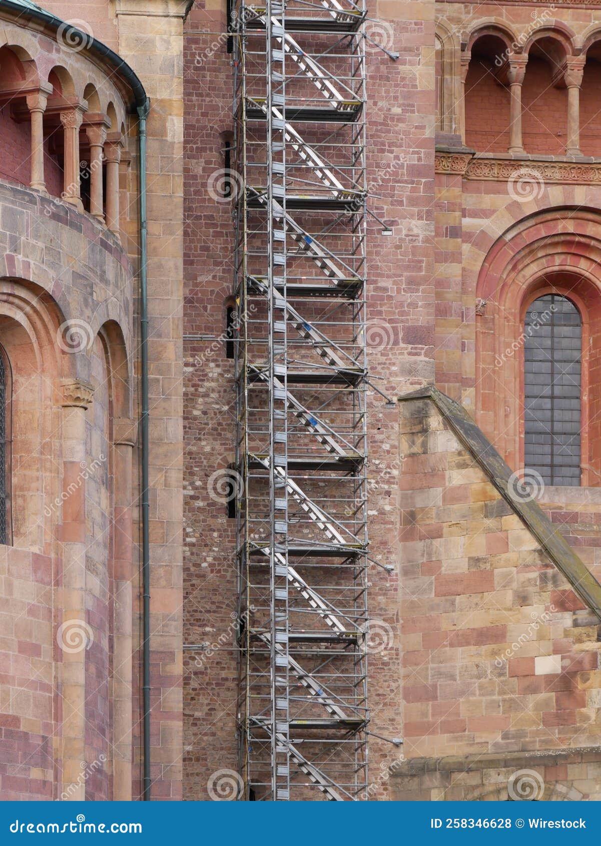Brick Building with Fire Exit Stairs Stock Photo - Image of fire, town ...