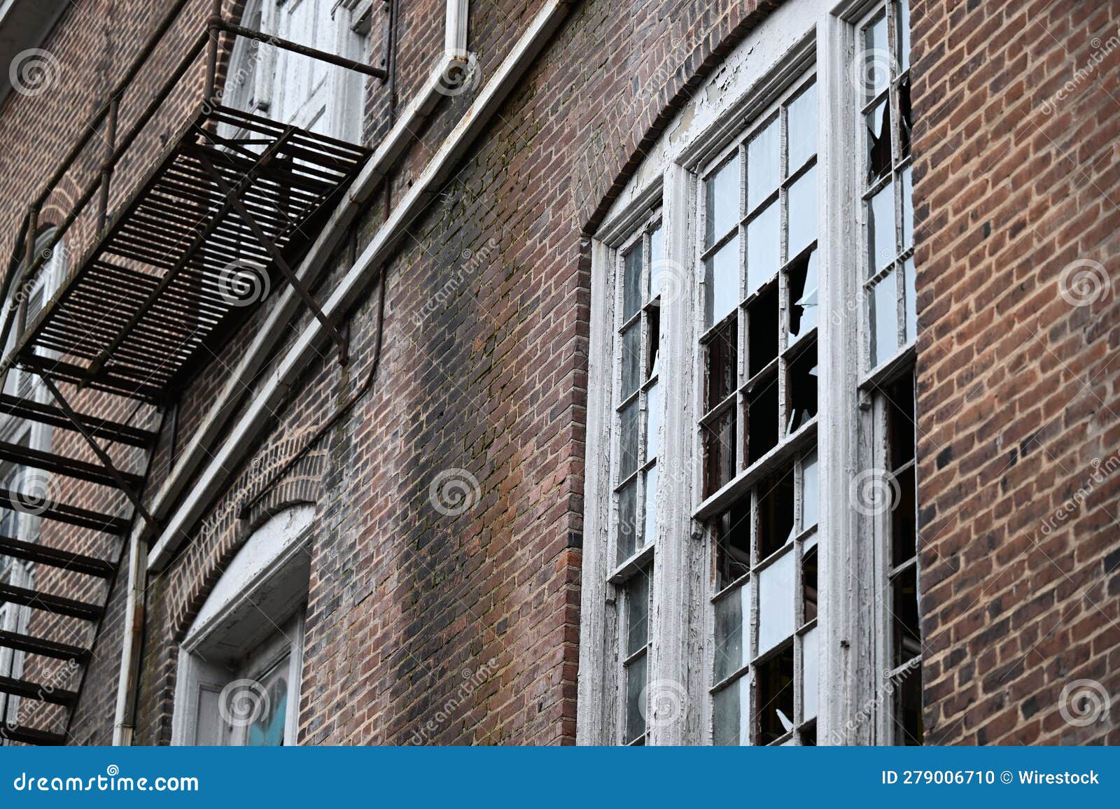 Brick Building, with a Metal Fire Escape on One Side Stock Photo ...