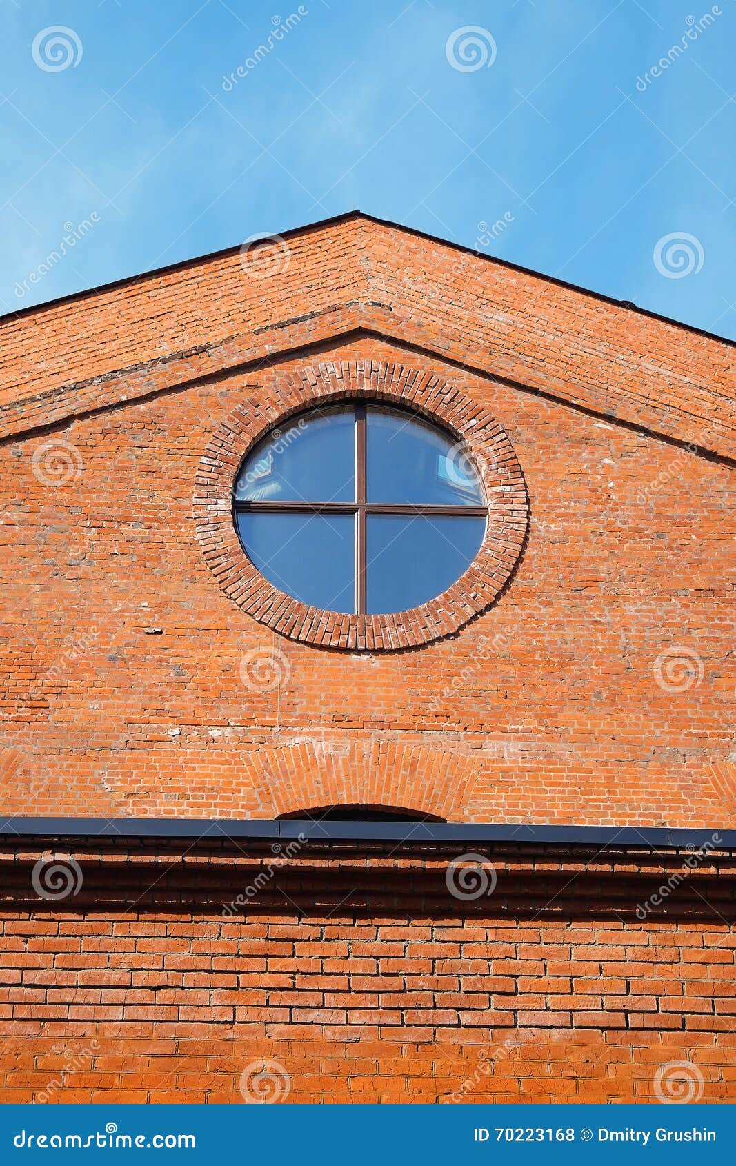 Brick Building with a Round Window Stock Photo - Image of exterior ...