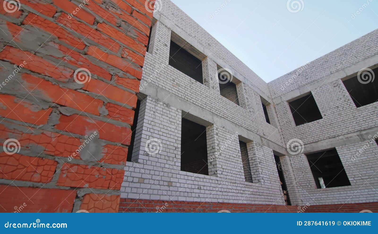 Brick Building Structure at Construction Site Closeup Stock Video ...