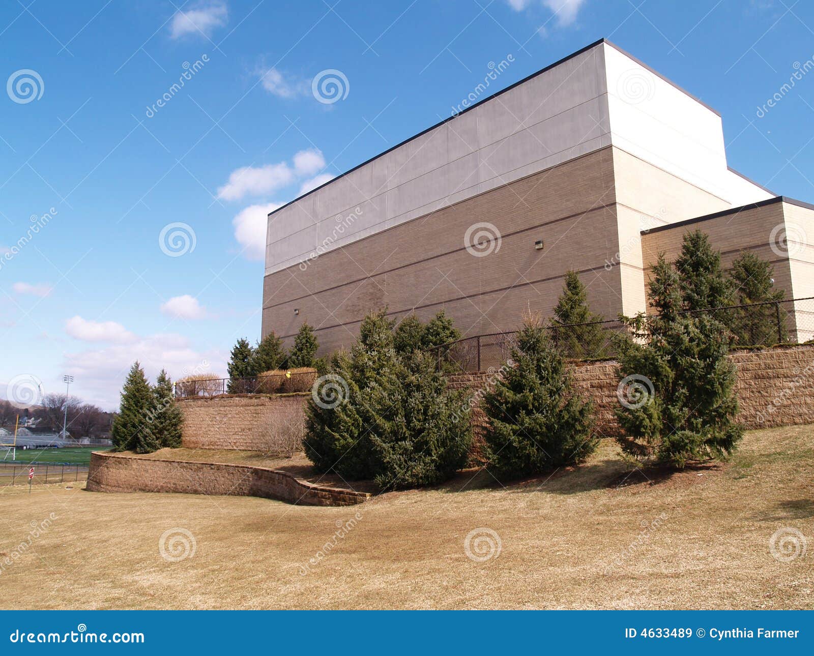 Brick building and trees stock image. Image of business - 4633489