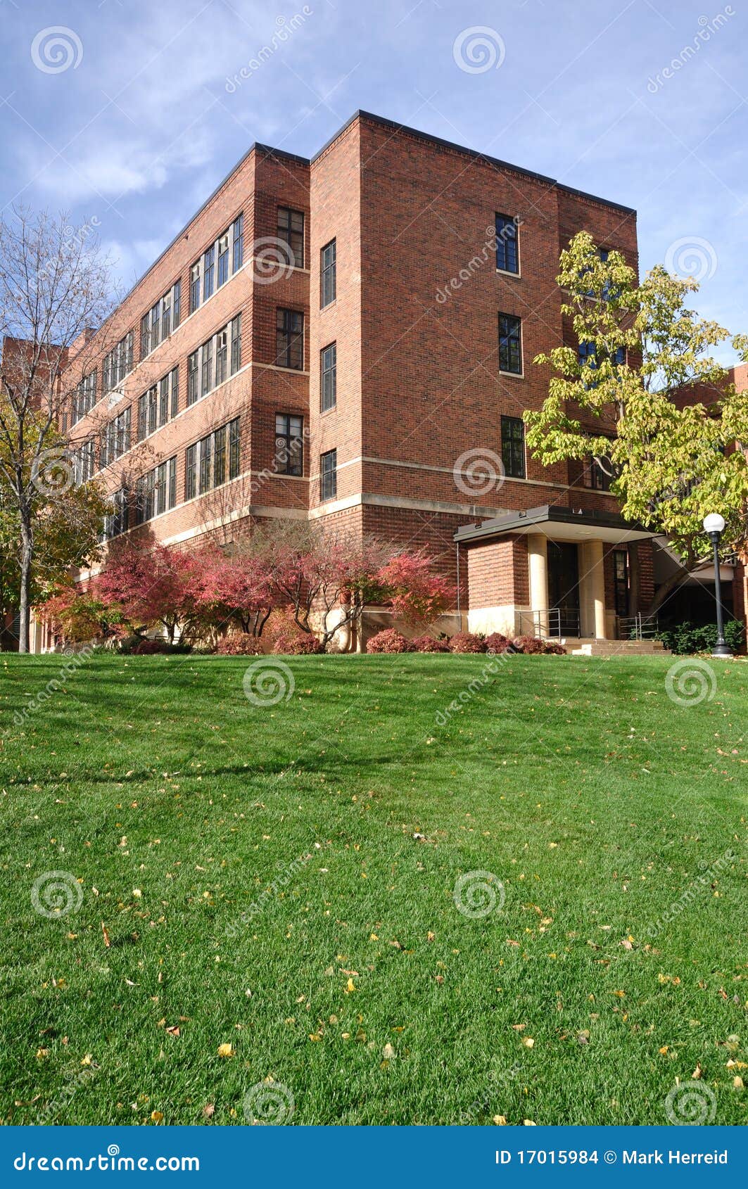 Old Red Brick Building Blue Sky And Clouds Old Red Brick Building With ...