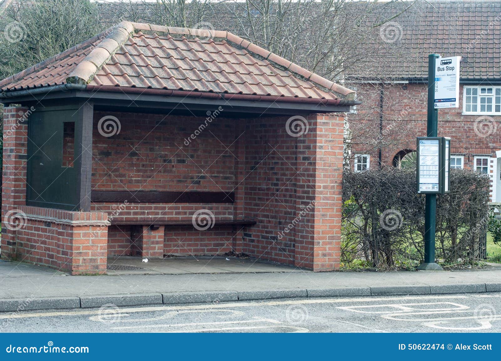 Brick built bus shelter stock photo. Image of consumer - 50622474