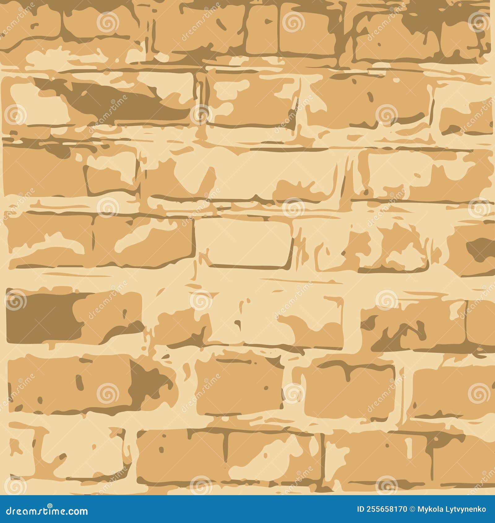 Brick Cartoon Wall Pattern, Texture Stone Clay Yellow Old Cement Stock ...