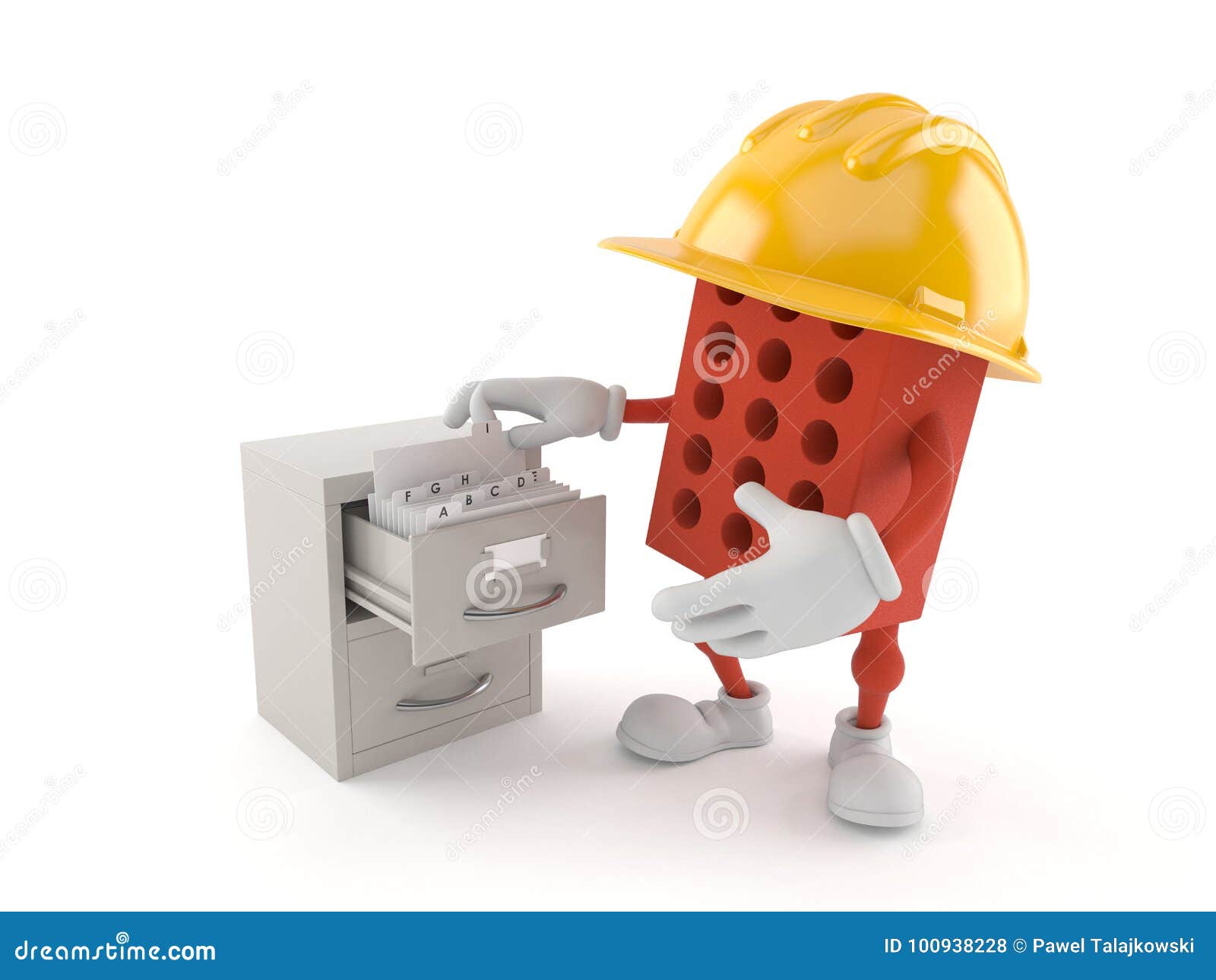 Brick Character with Archive Stock Illustration - Illustration of files ...