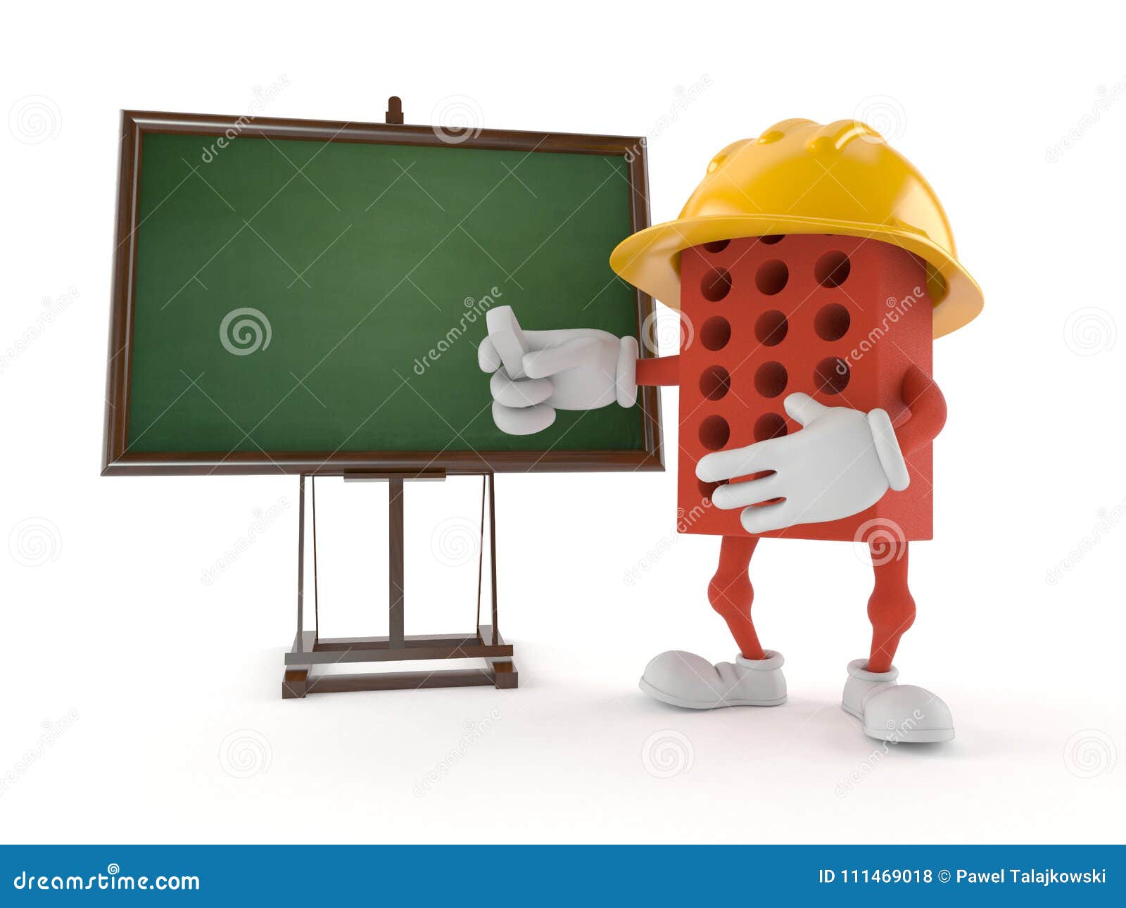 Brick Character with Blank Blackboard Stock Illustration - Illustration ...
