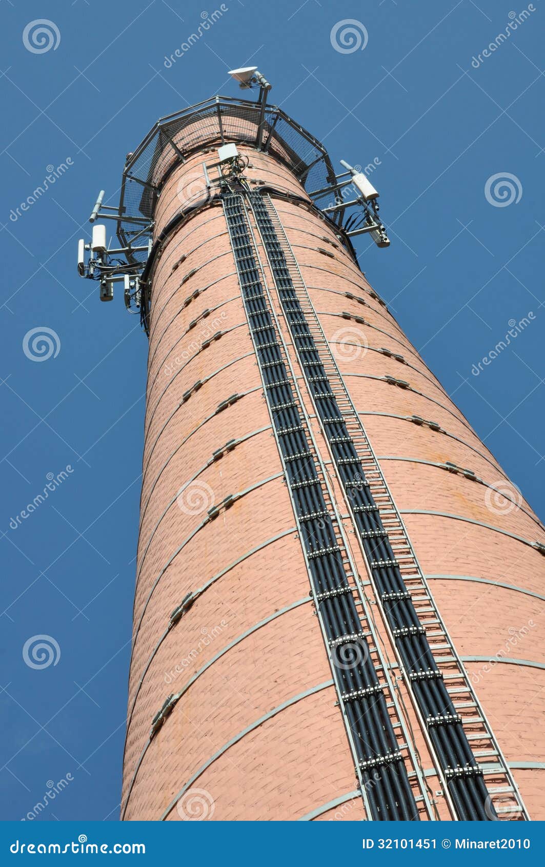 Brick Chimney with Antenna Cellular Systems Stock Image - Image of ...